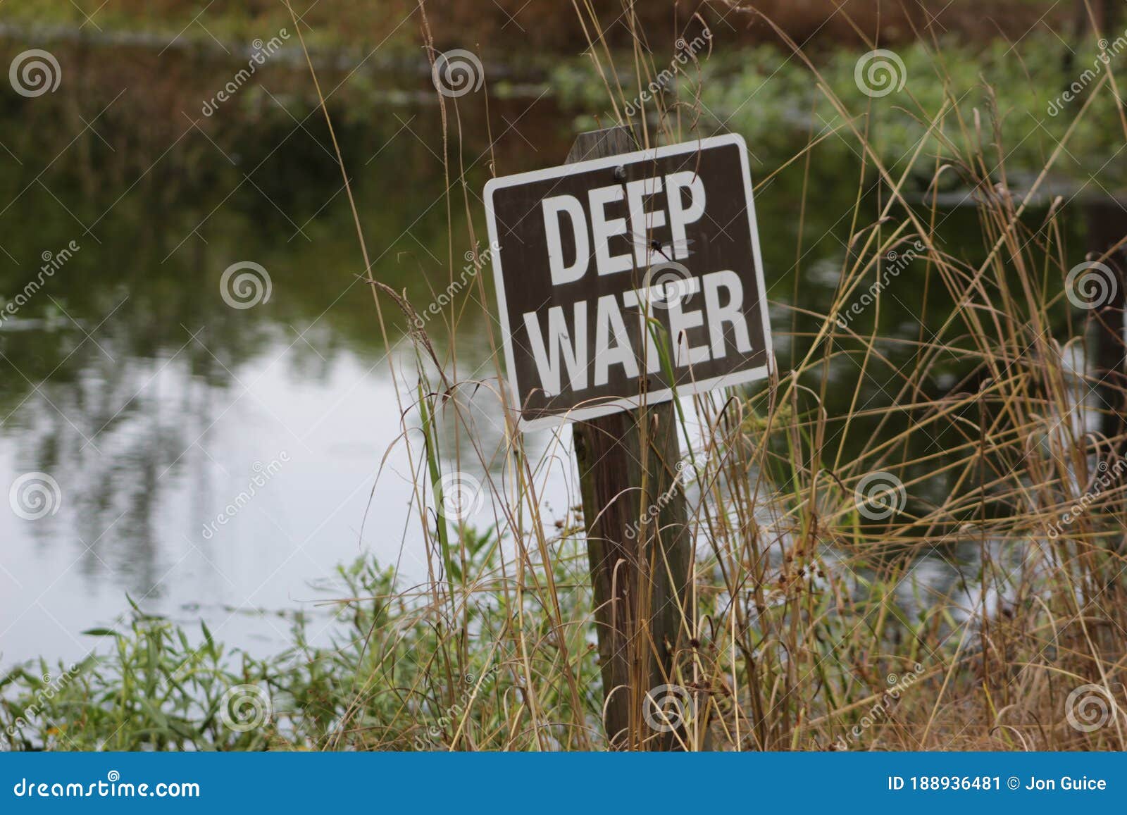 Deep Water sign stock image. Image of sign, pond, warning - 188936481