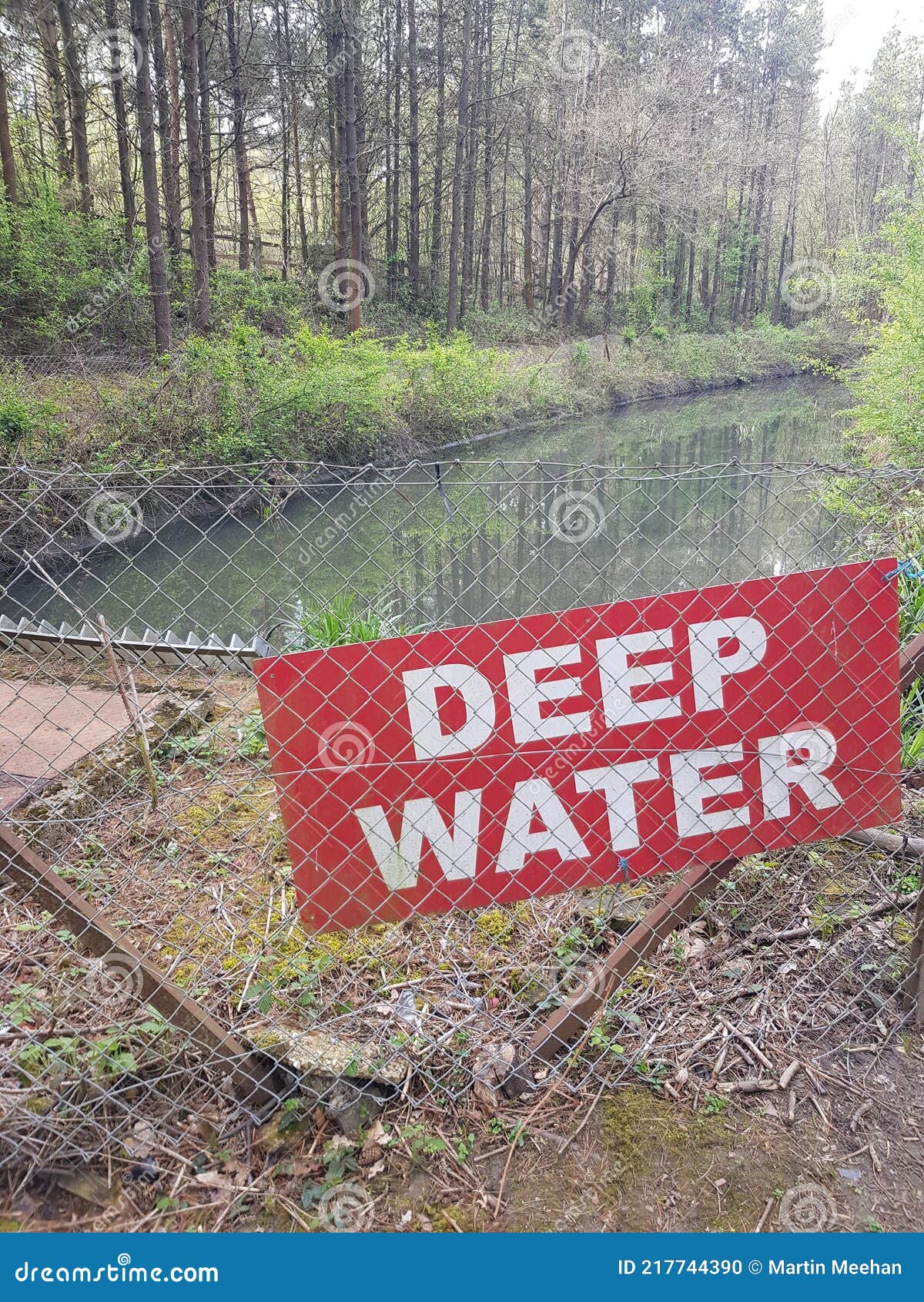 Deep Water Warning Sign Around Pond Stock Photo - Image of hazard ...