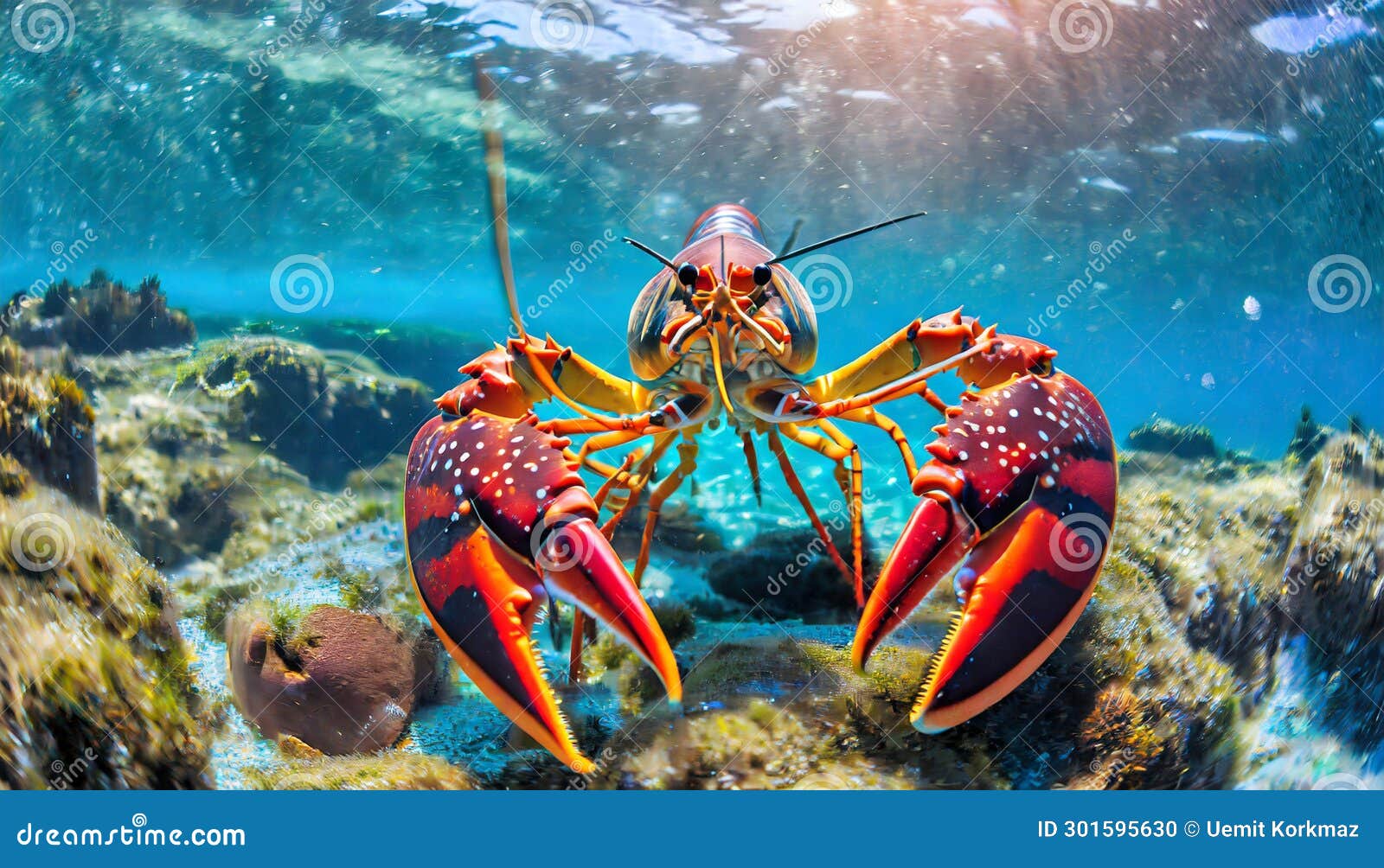 American Lobster in Ocean stock illustration. Illustration of biology ...