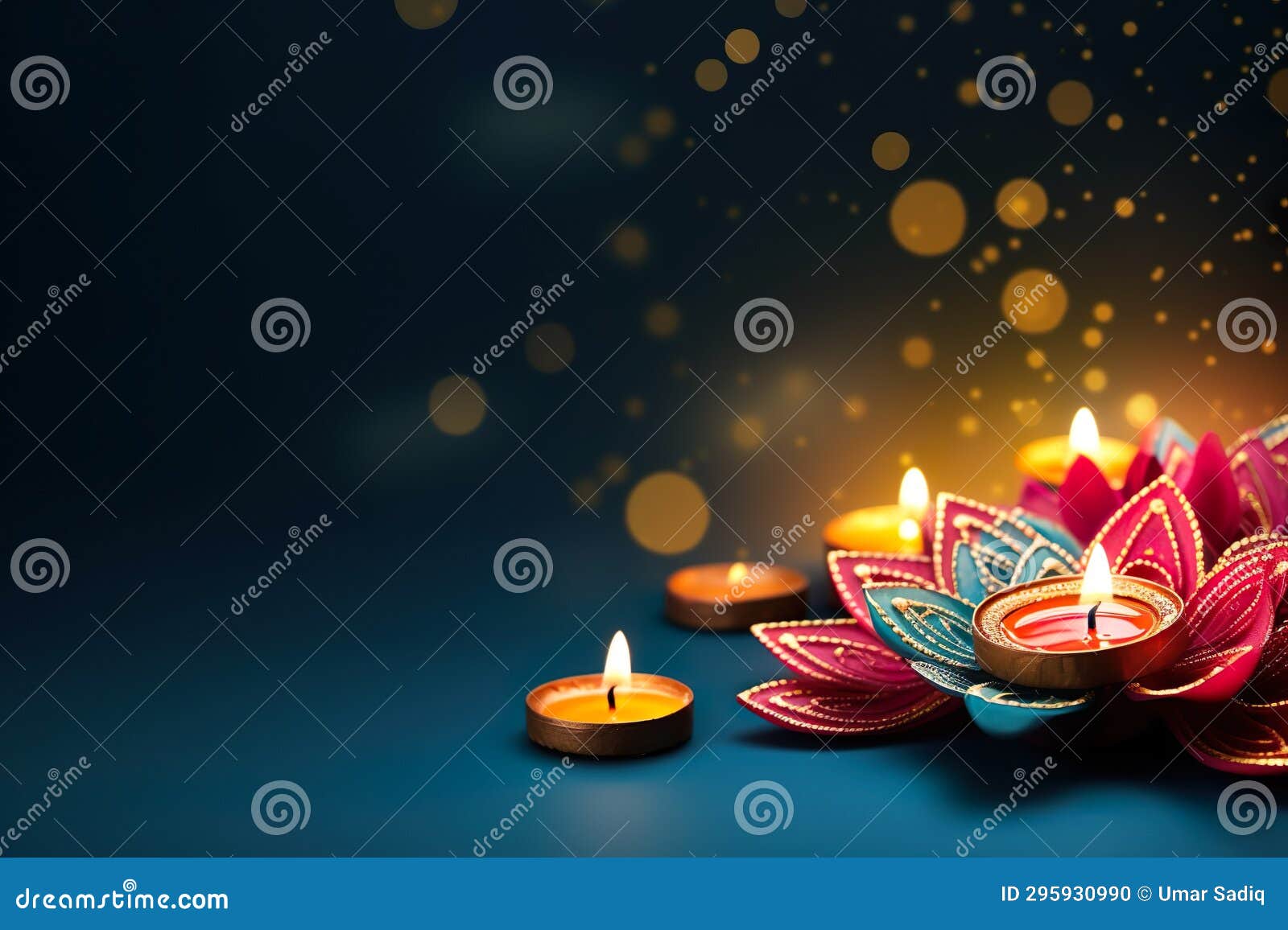 Deepavali Diya Lamp Background with Empty Space for Text Stock ...