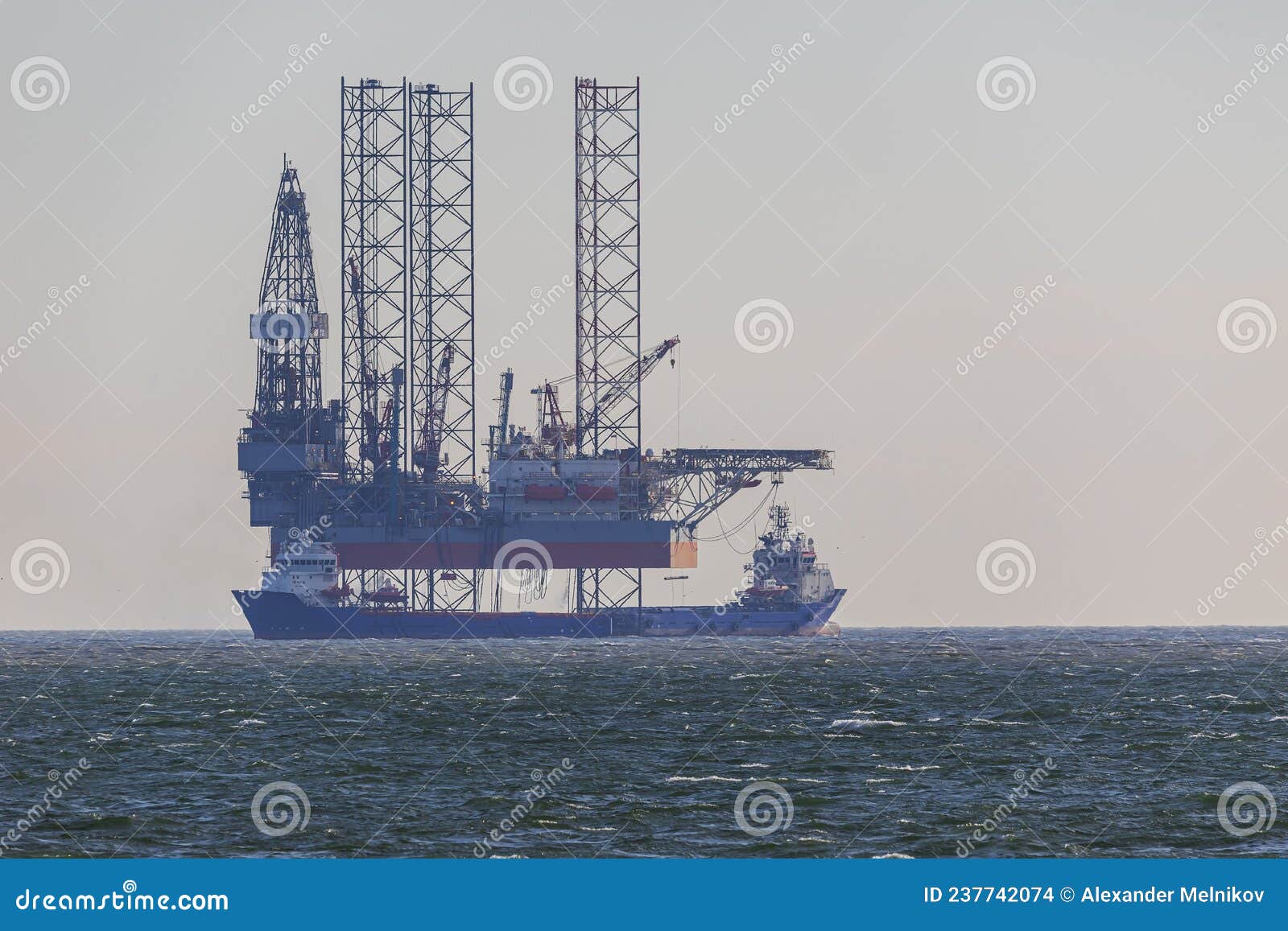 Deepwater Oil Platform on the Open Sea Stock Photo - Image of living ...