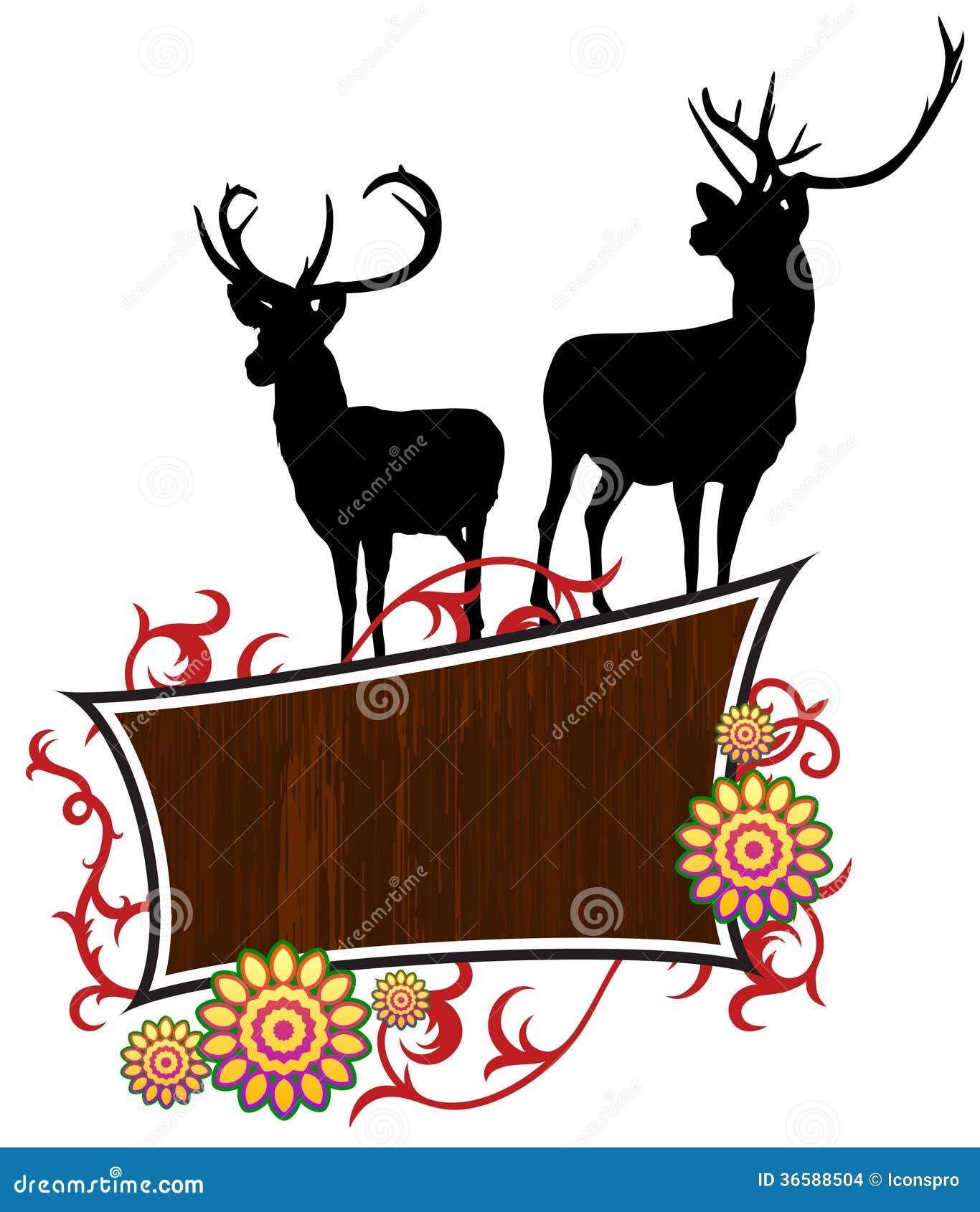 Deer with Abstract Frame Background Stock Illustration - Illustration ...