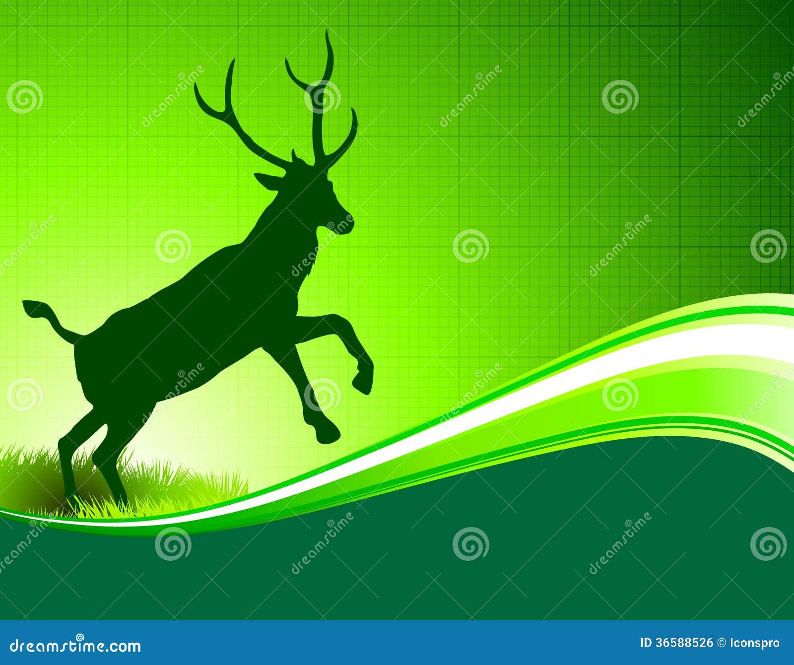 Deer on Abstract Green Background Stock Illustration - Illustration of ...