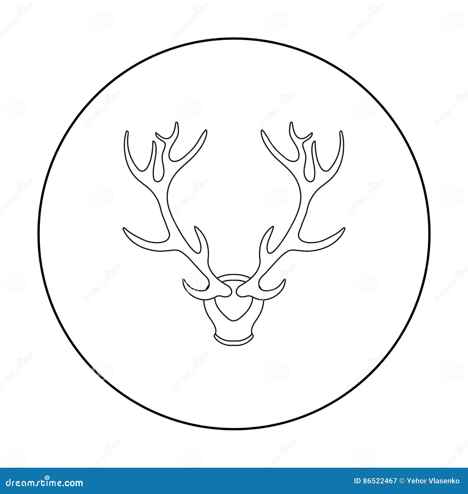 Deer Antlers Horns Icon In Outline Style Isolated On White Background