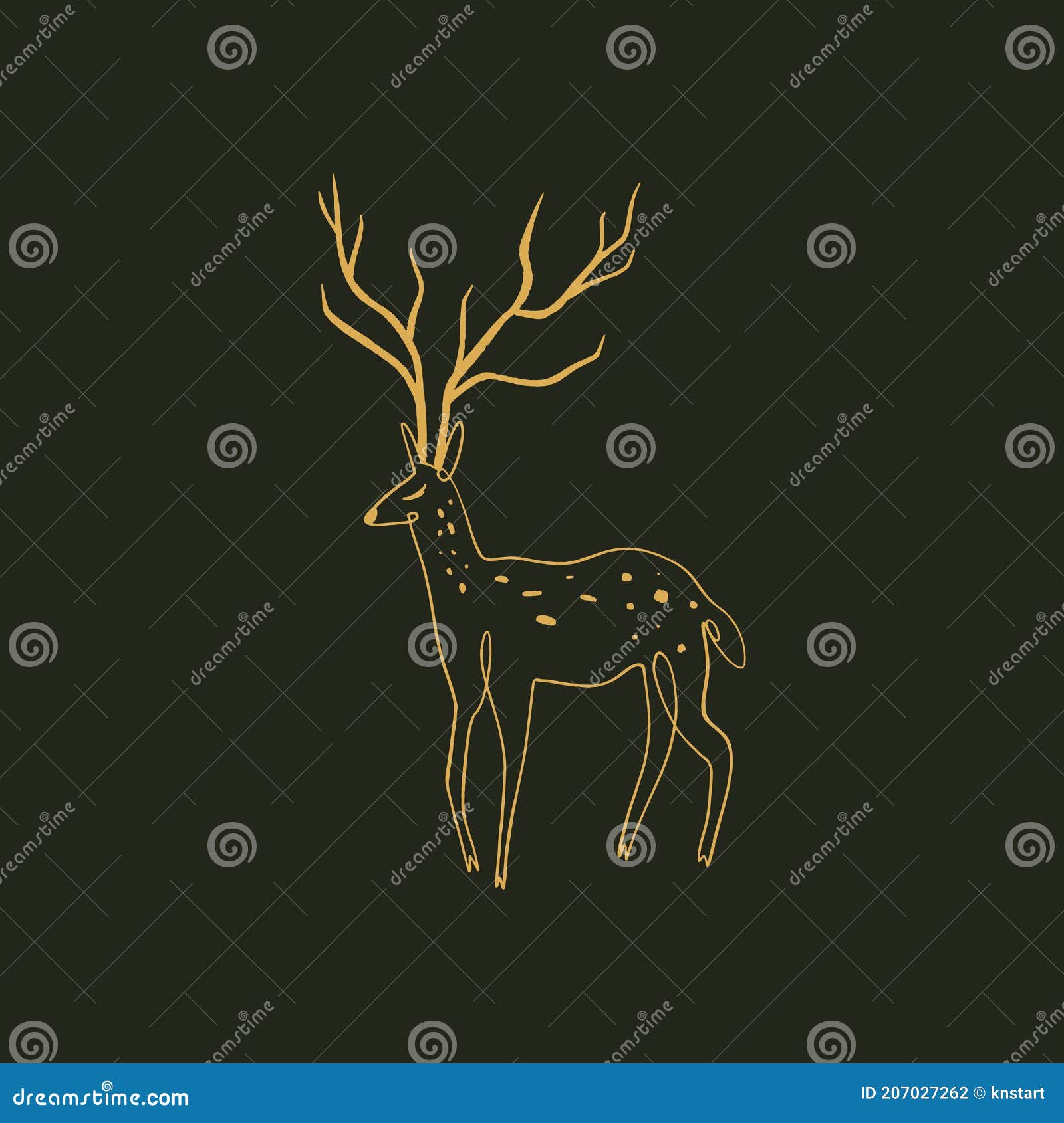 Deer Art Print. Line Minimalist Design Print Stock Vector ...