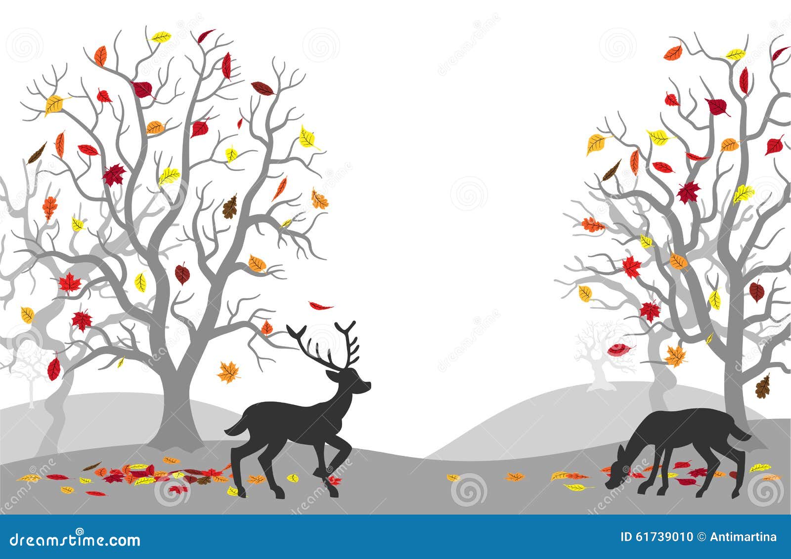 Deer in autumn forest stock vector. Illustration of copy - 61739010