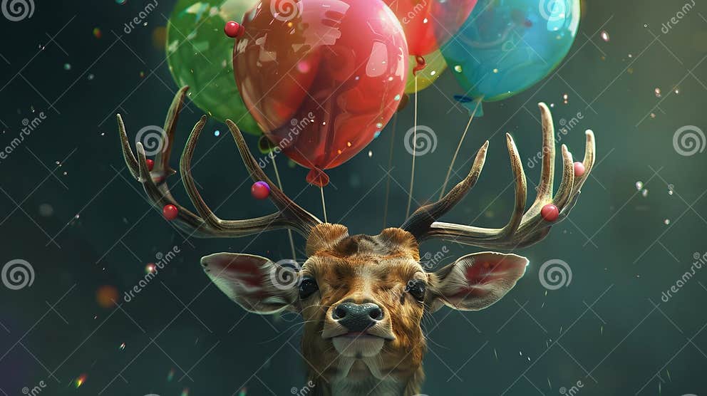 Deer with balloon antlers stock illustration. Illustration of balloon ...
