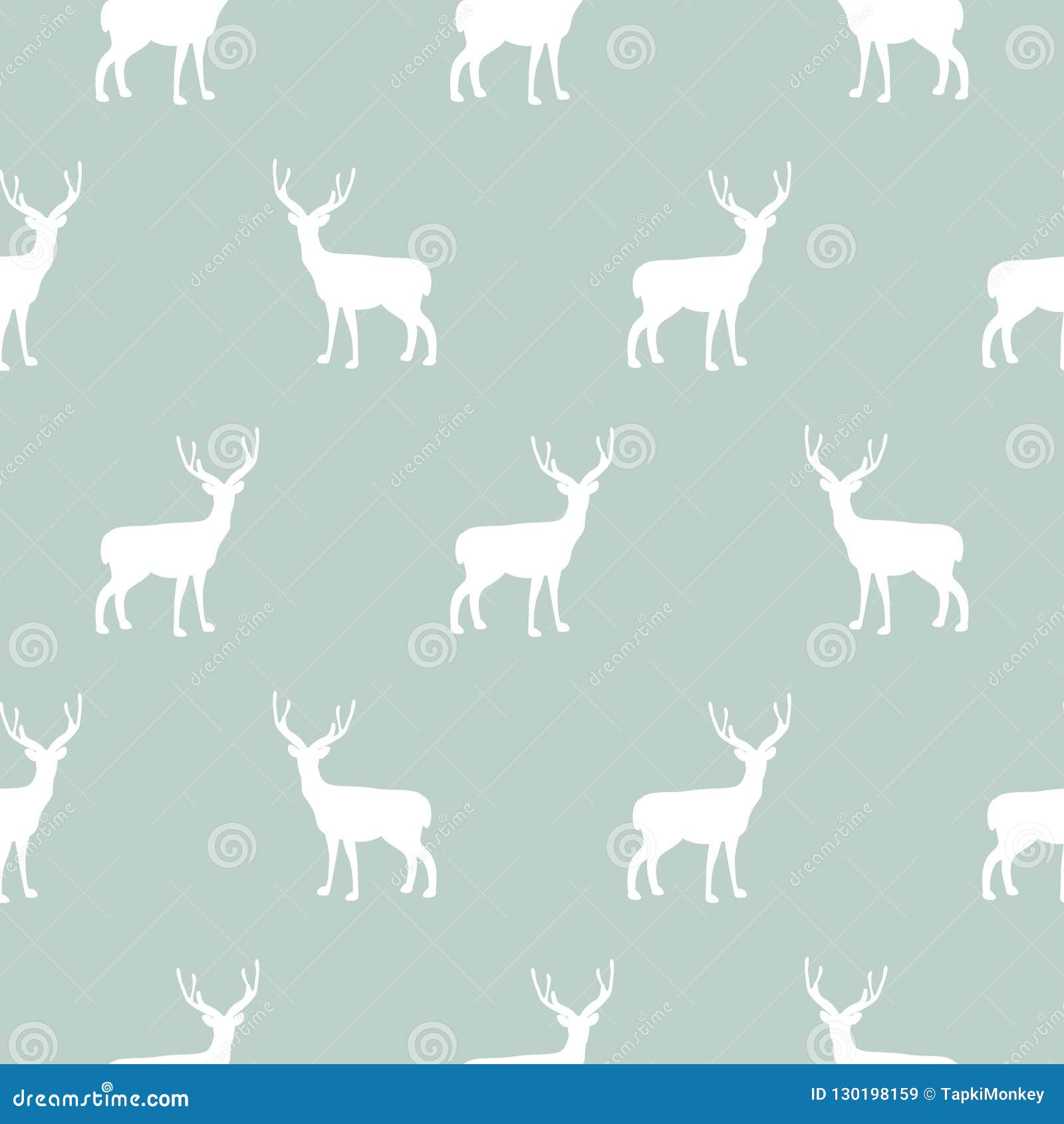 Deer Blue and White Simple Seamless Vector Pattern. Stock Vector ...