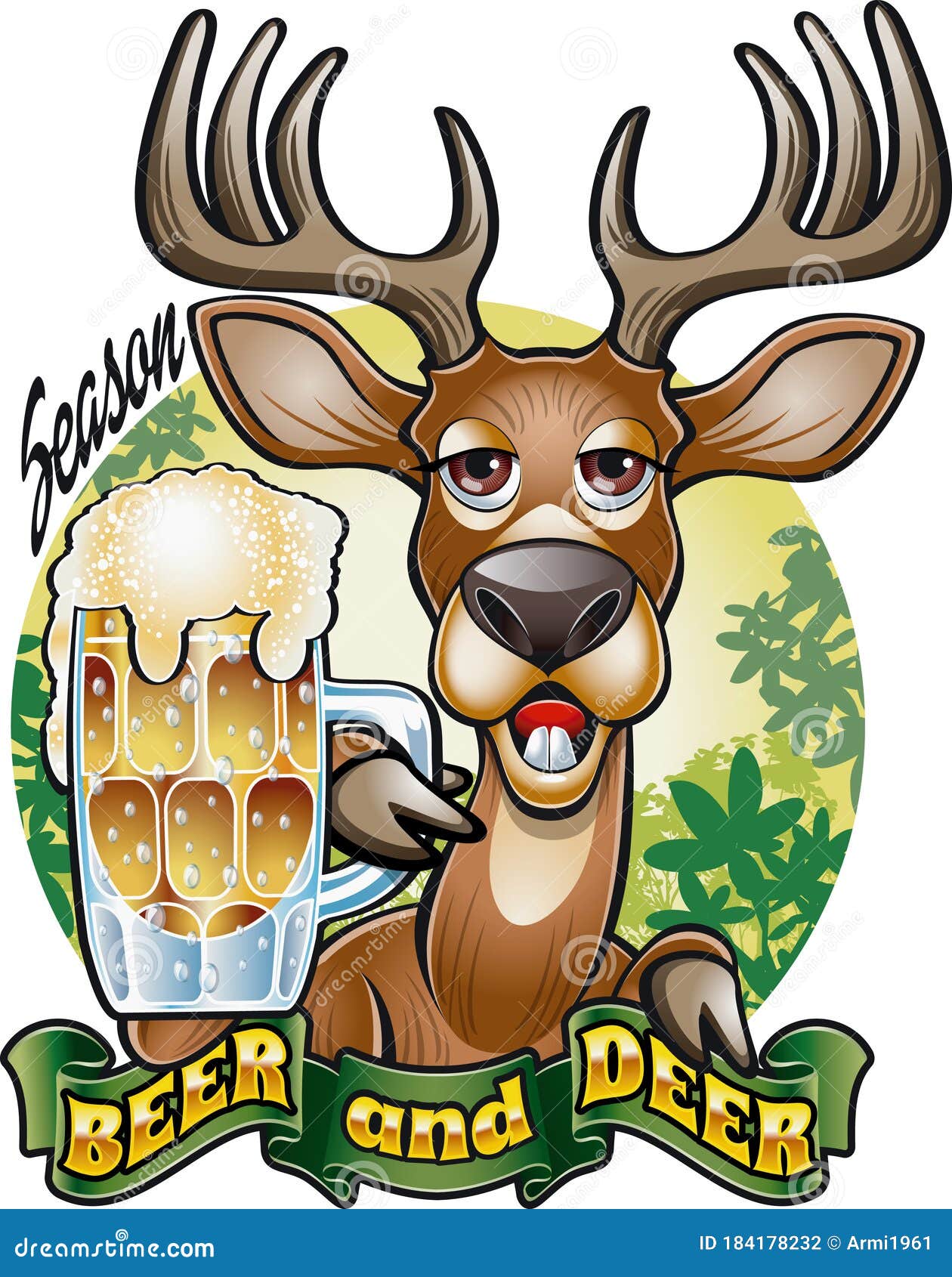 Deer Buck Saluting with Foaming Beer Mug Stock Illustration ...