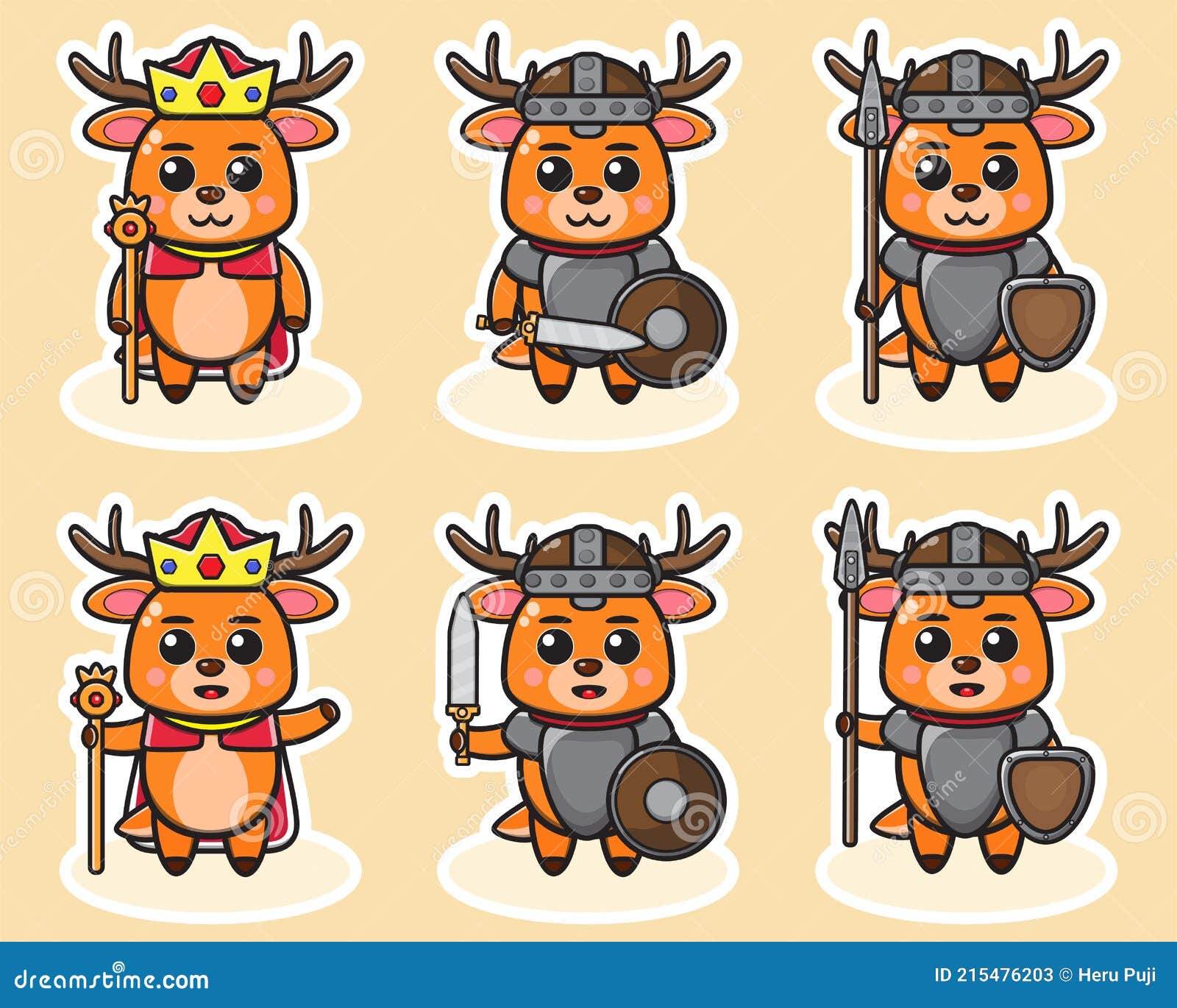 Little Deer King and Knight Set. Stock Vector - Illustration of brown ...
