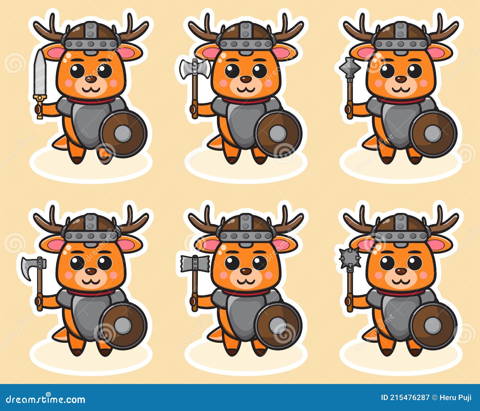 Cute Little Deer Knight Set. Stock Vector - Illustration of celebration ...