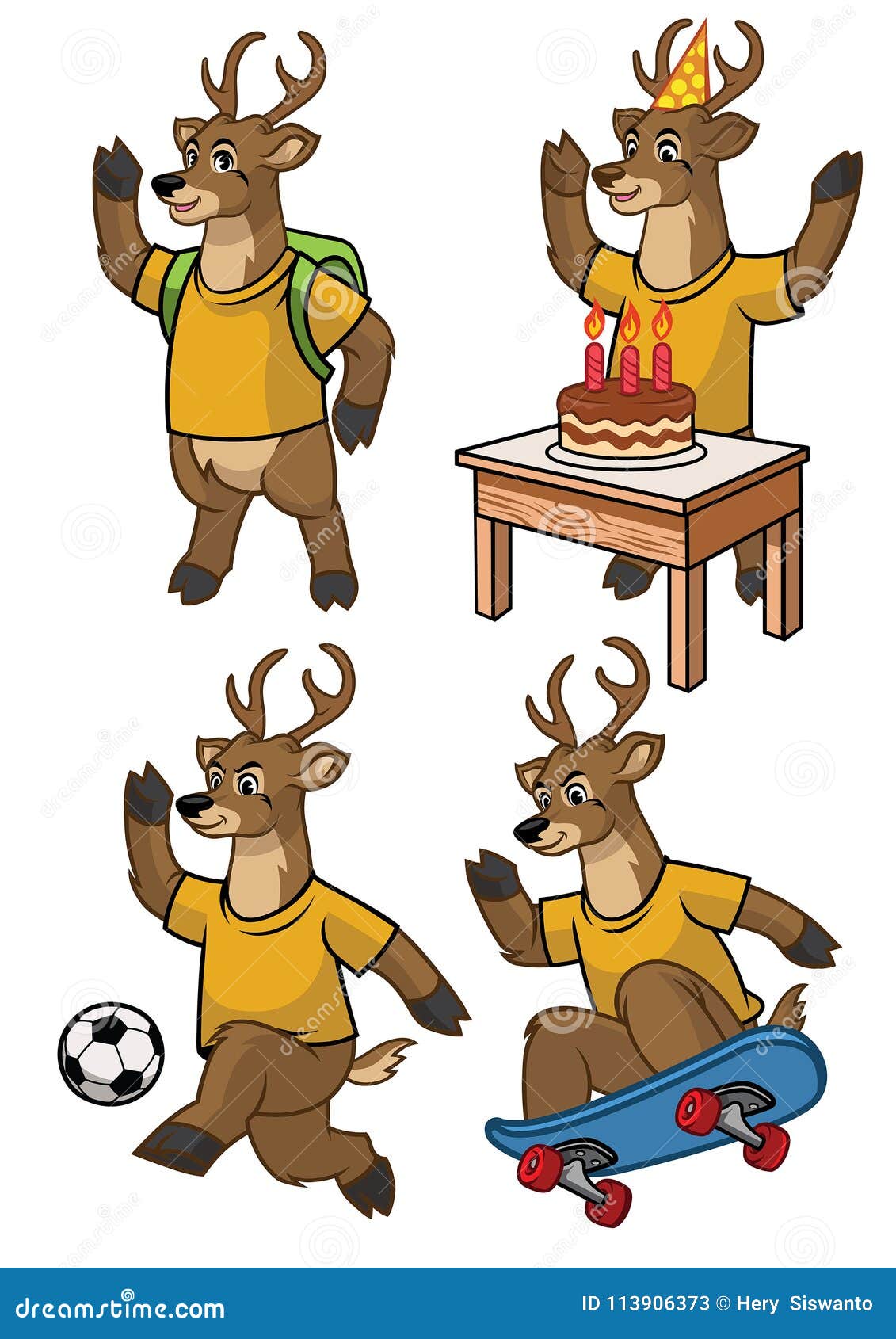 Deer cartoon set stock vector. Illustration of animal - 113906373