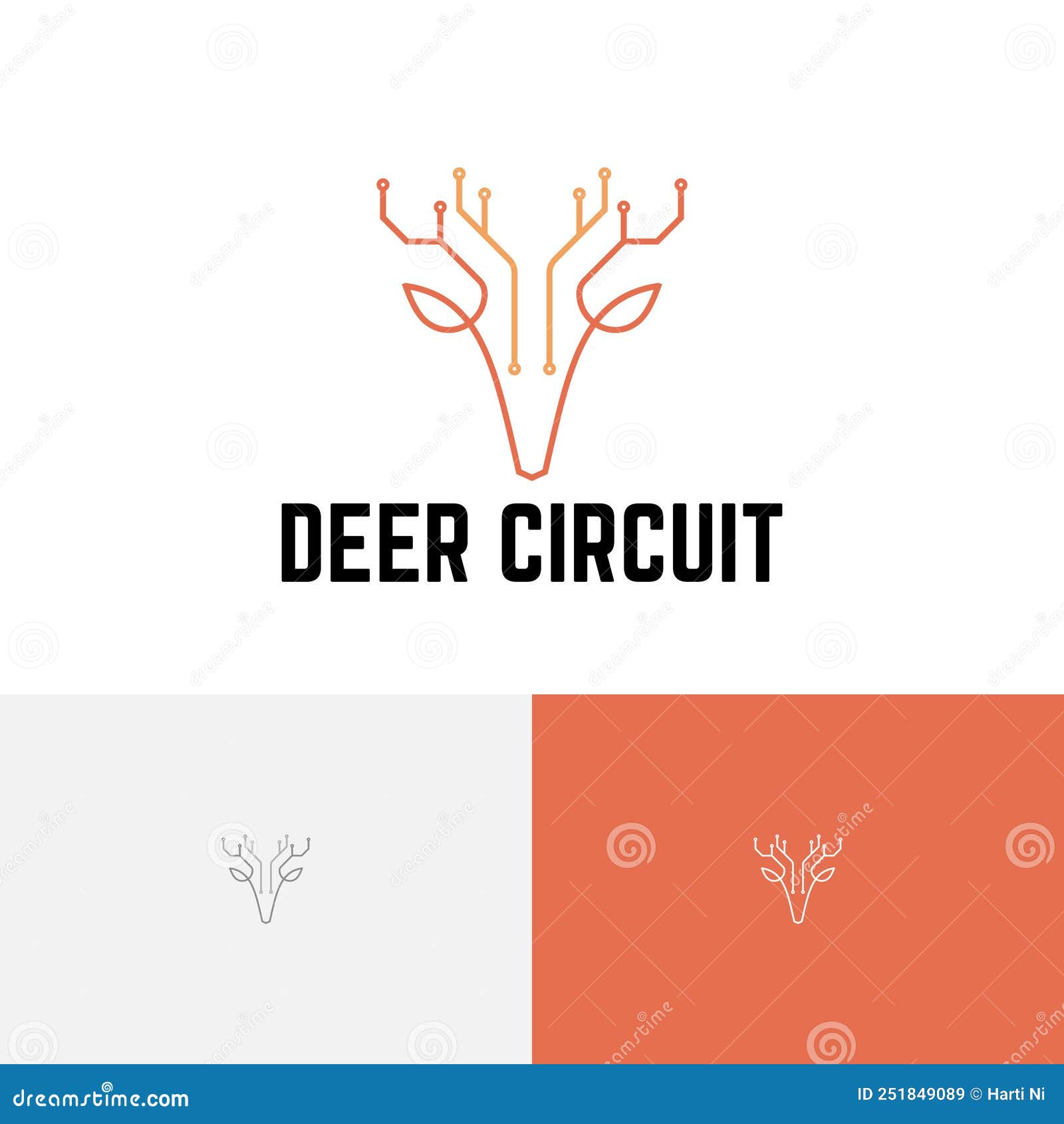 Deer Circuit Animal Electronic Computer Technology Monoline Logo Stock ...