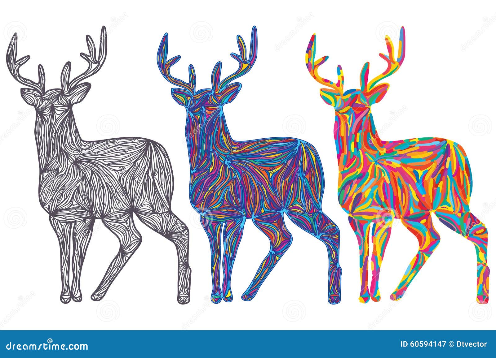 Deer colorful color stock vector. Illustration of decorative - 60594147