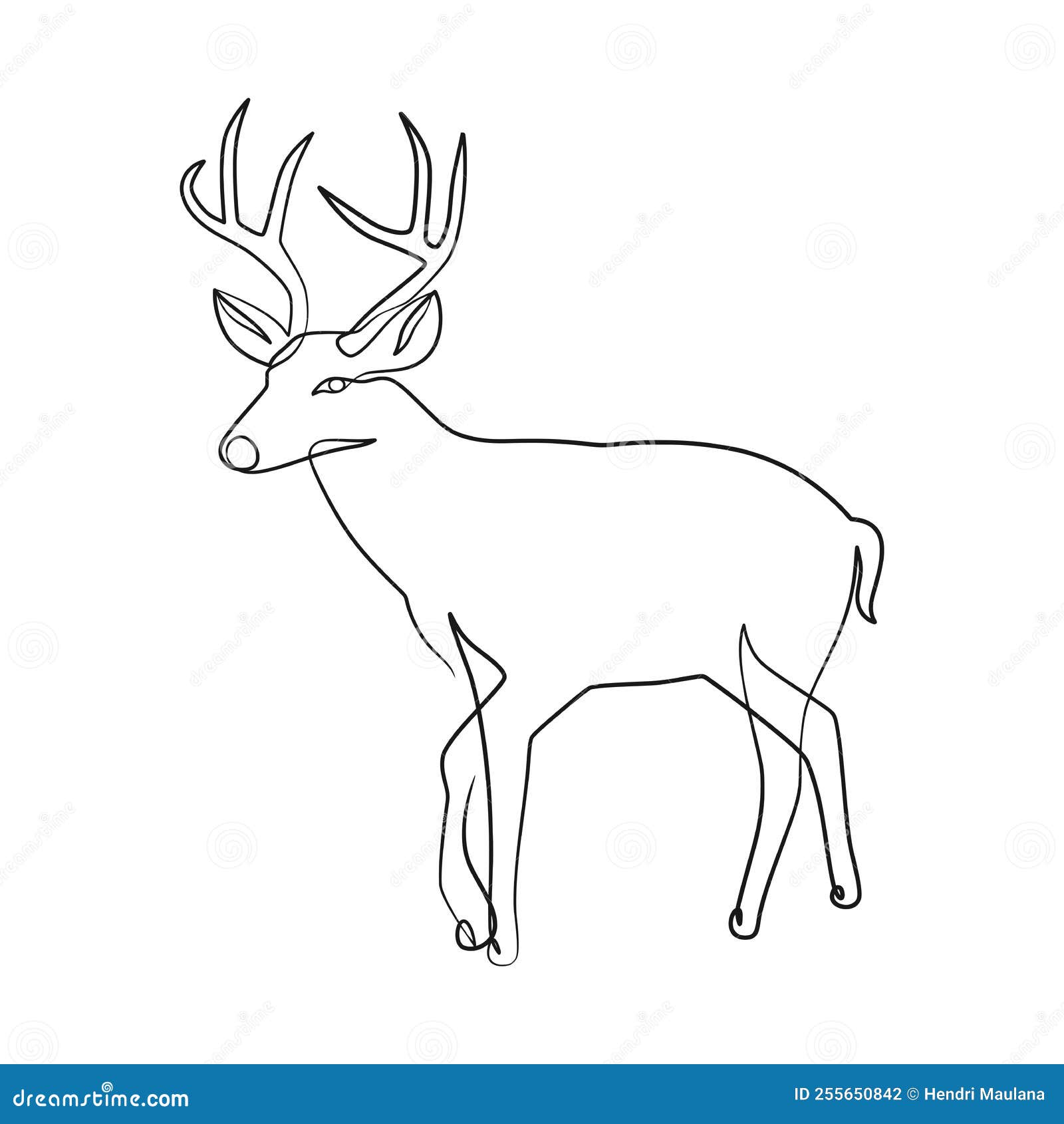 Deer Continuous Line Art Illustration. Deer One Line Art Minimalism ...
