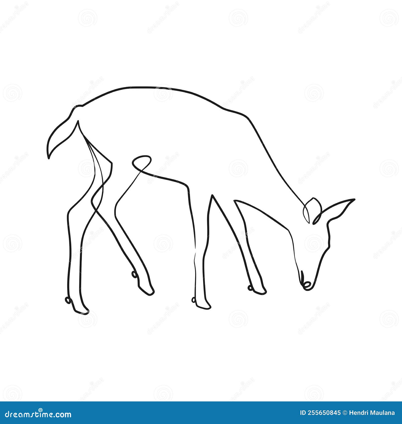 Deer Continuous Line Art Illustration. Deer One Line Art Minimalism ...