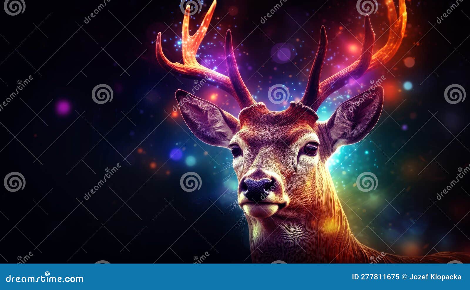 Deer in Cosmic Space. Gnerative Ai. Stock Illustration - Illustration ...