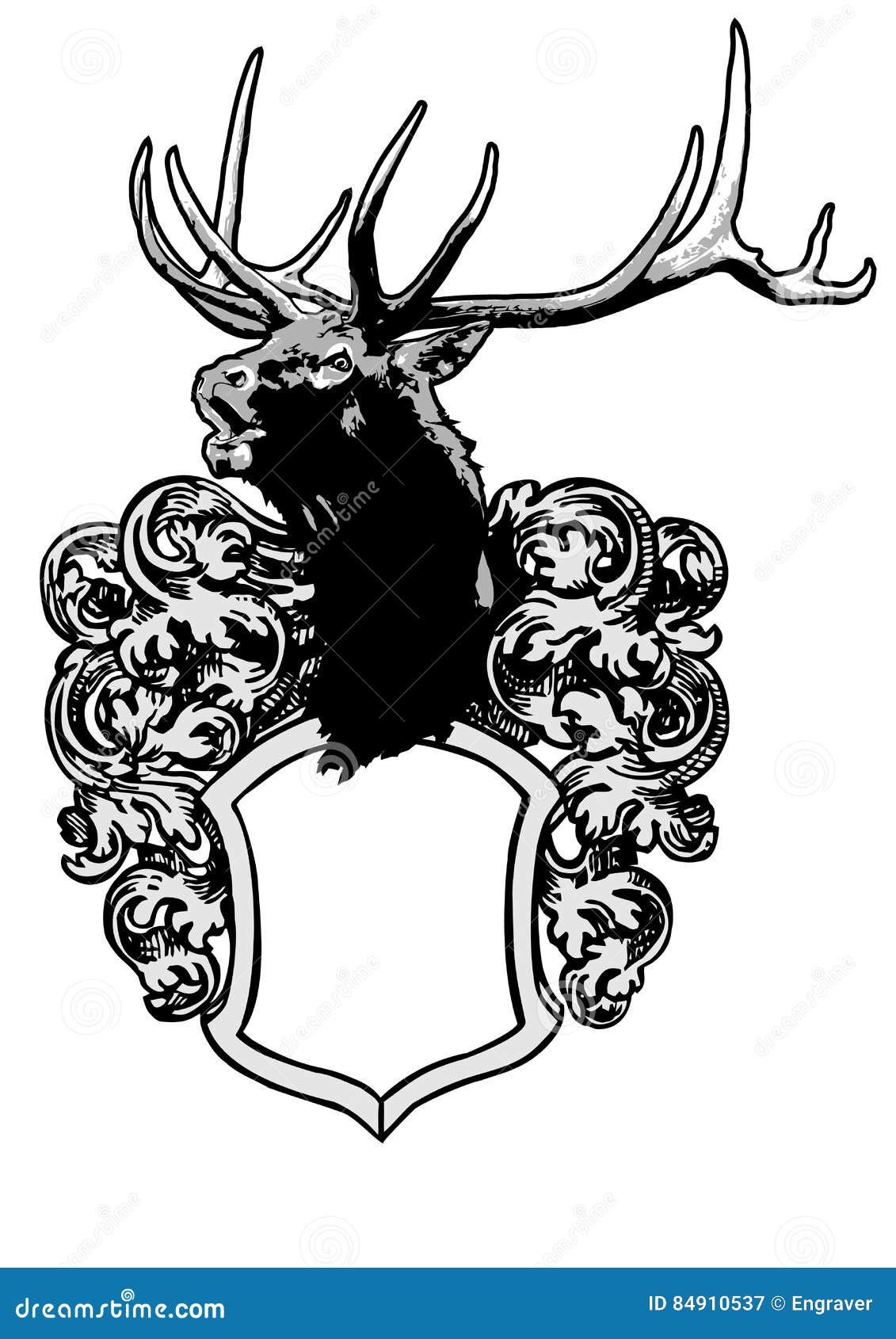 Deer crest stock vector. Illustration of classical, heraldry - 84910537