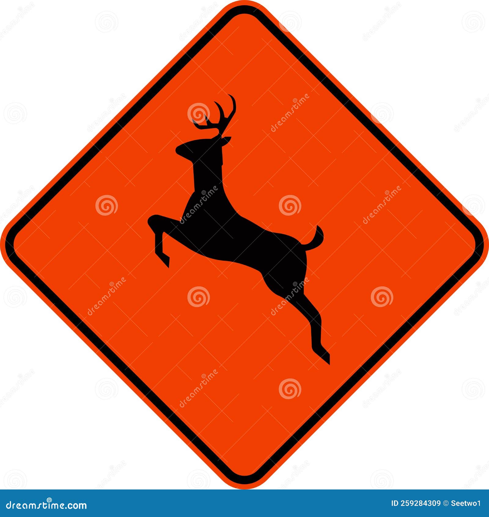 Deer Crossing Sign on White Background Stock Vector - Illustration of ...