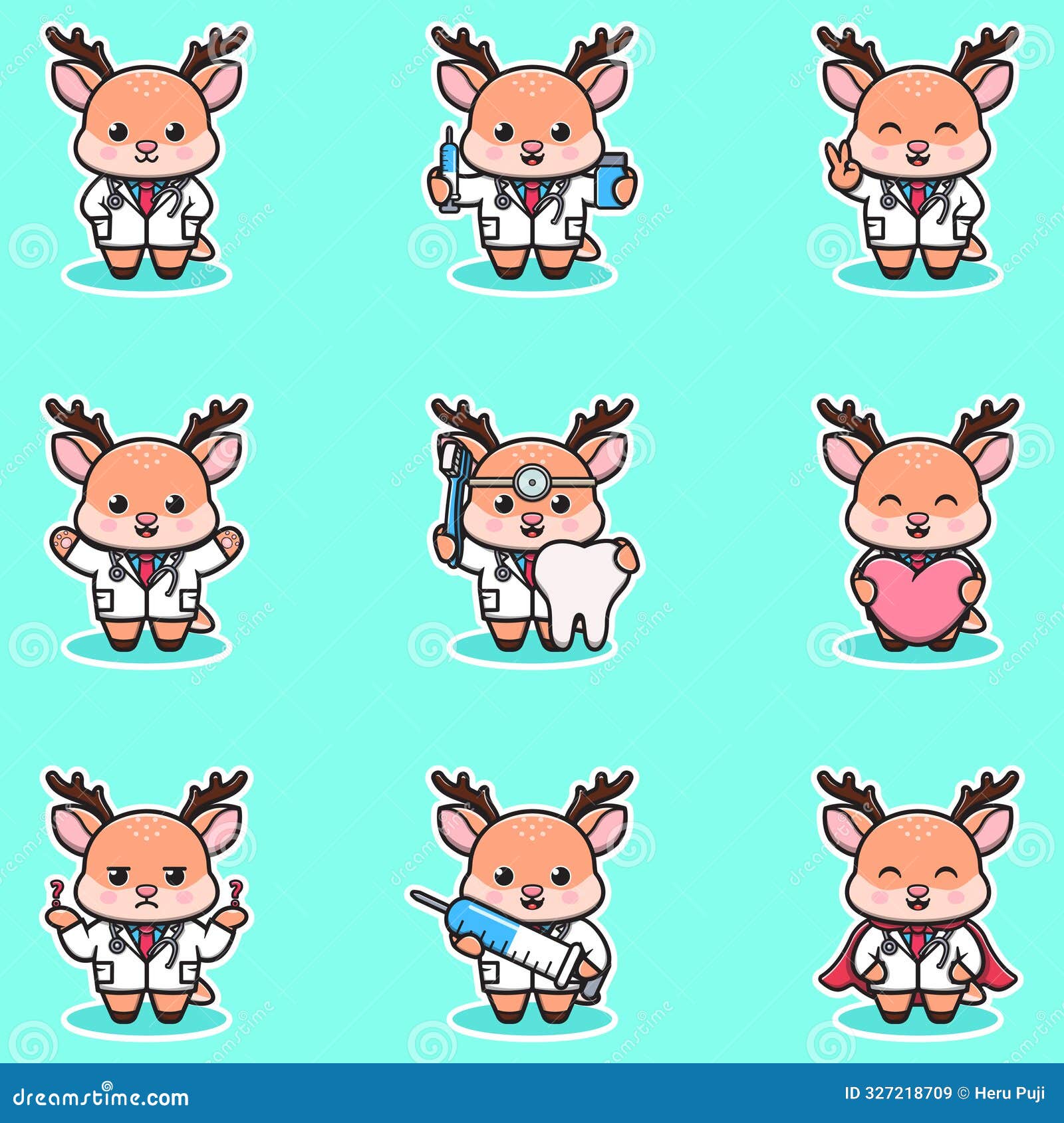 Vector Illustration of Cute Character Cartoon of Deer Doctor Stock ...