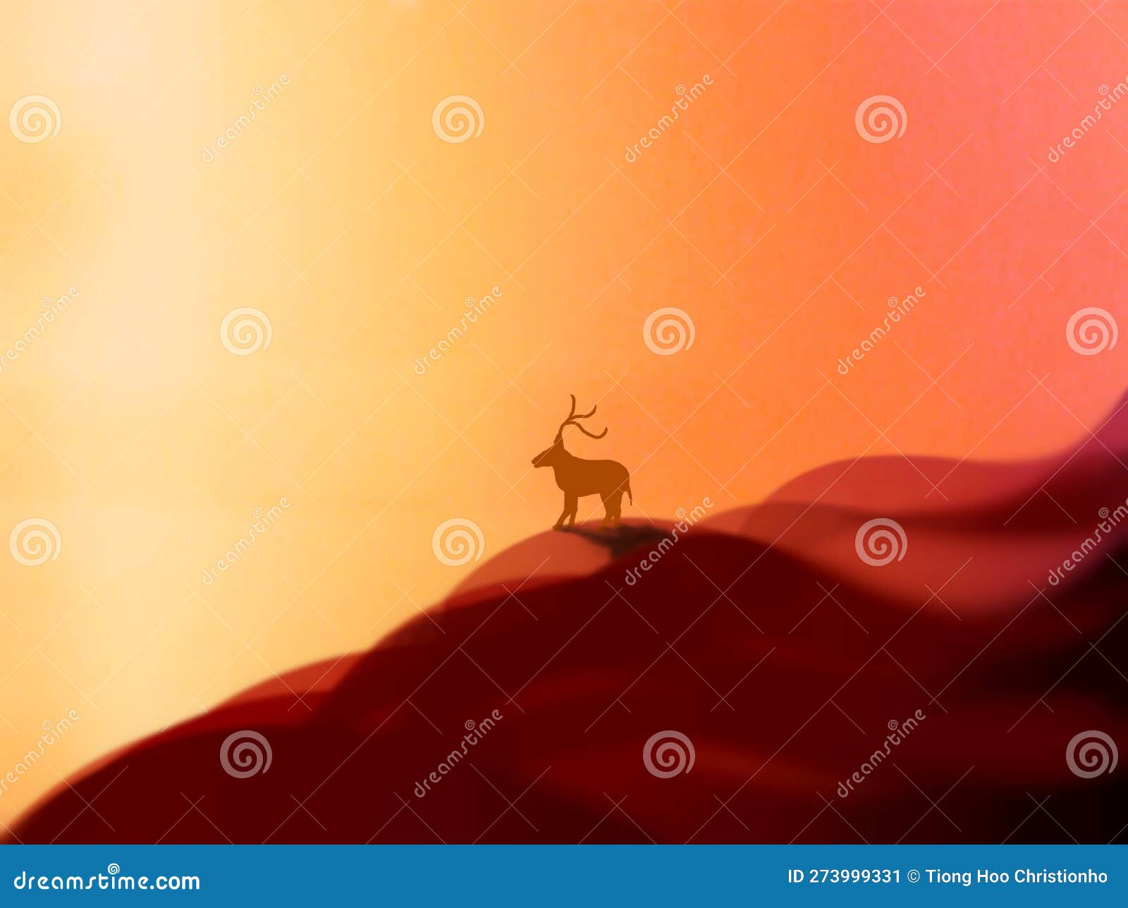 Deer in Dramatic Desert stock illustration. Illustration of moose ...