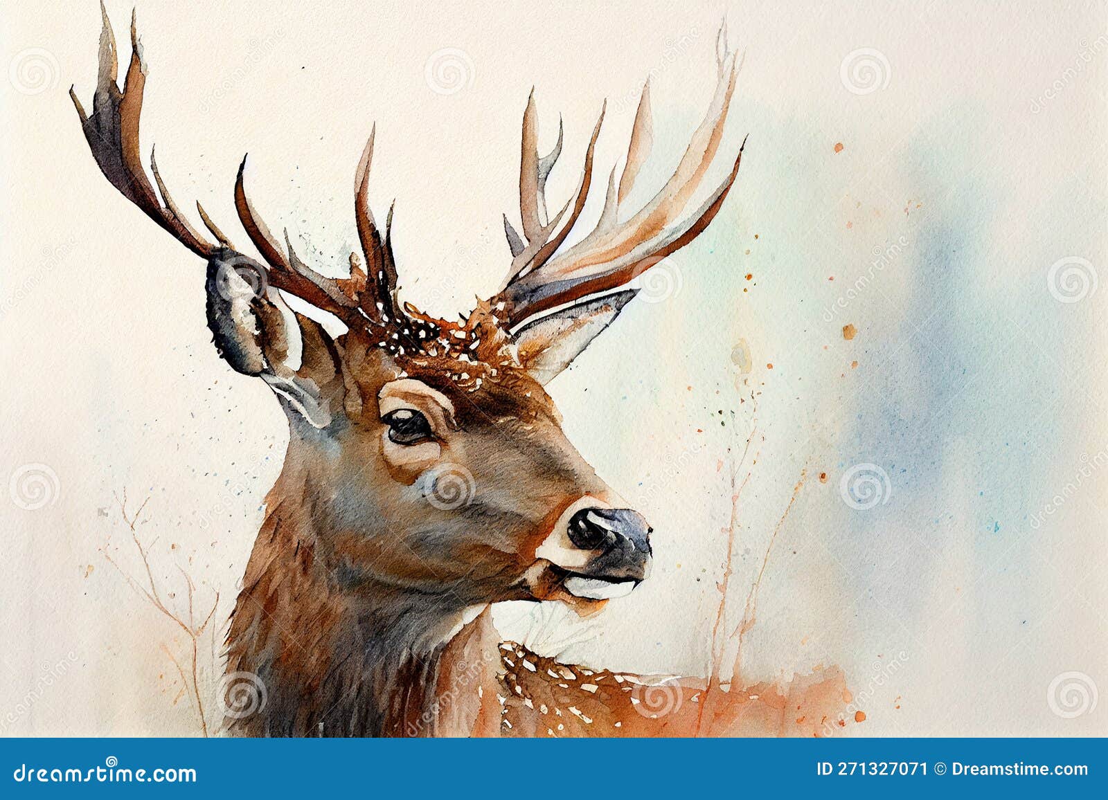 Deer Drawing with Bit of Watercolour Stock Illustration - Illustration ...