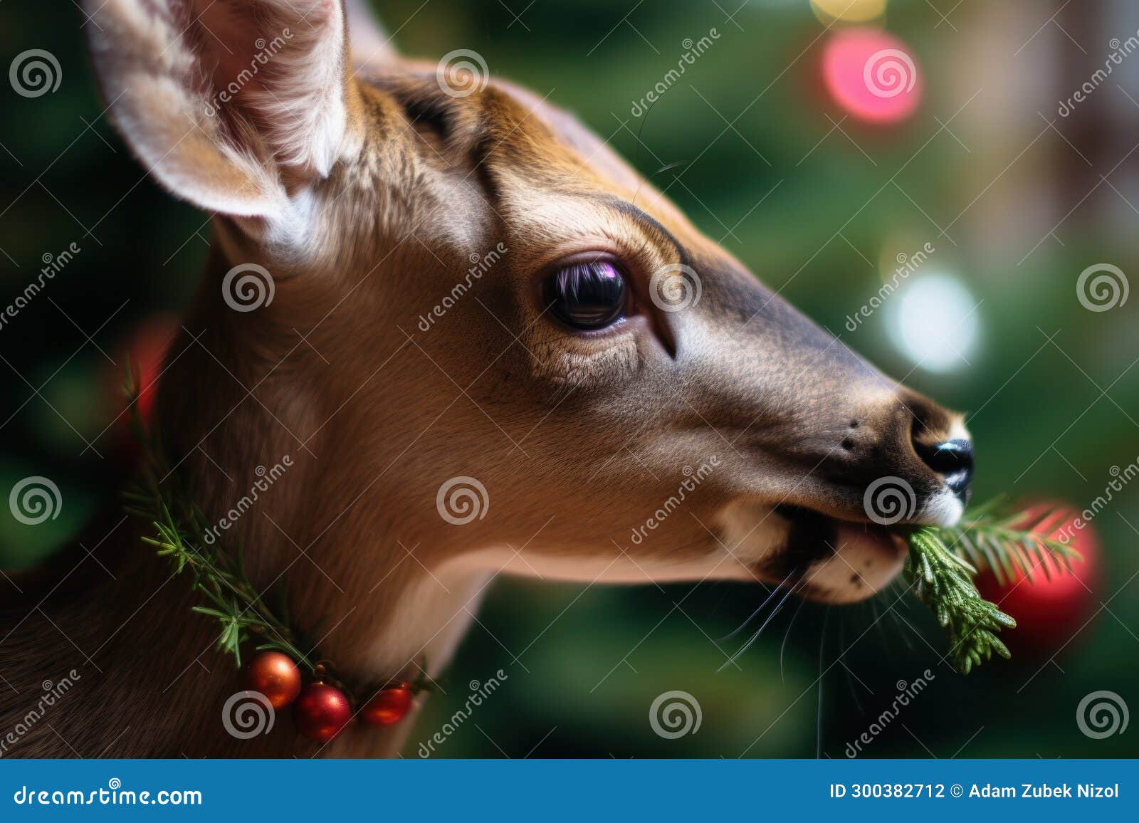 A deer eating a leaf stock illustration. Illustration of deer - 300382712