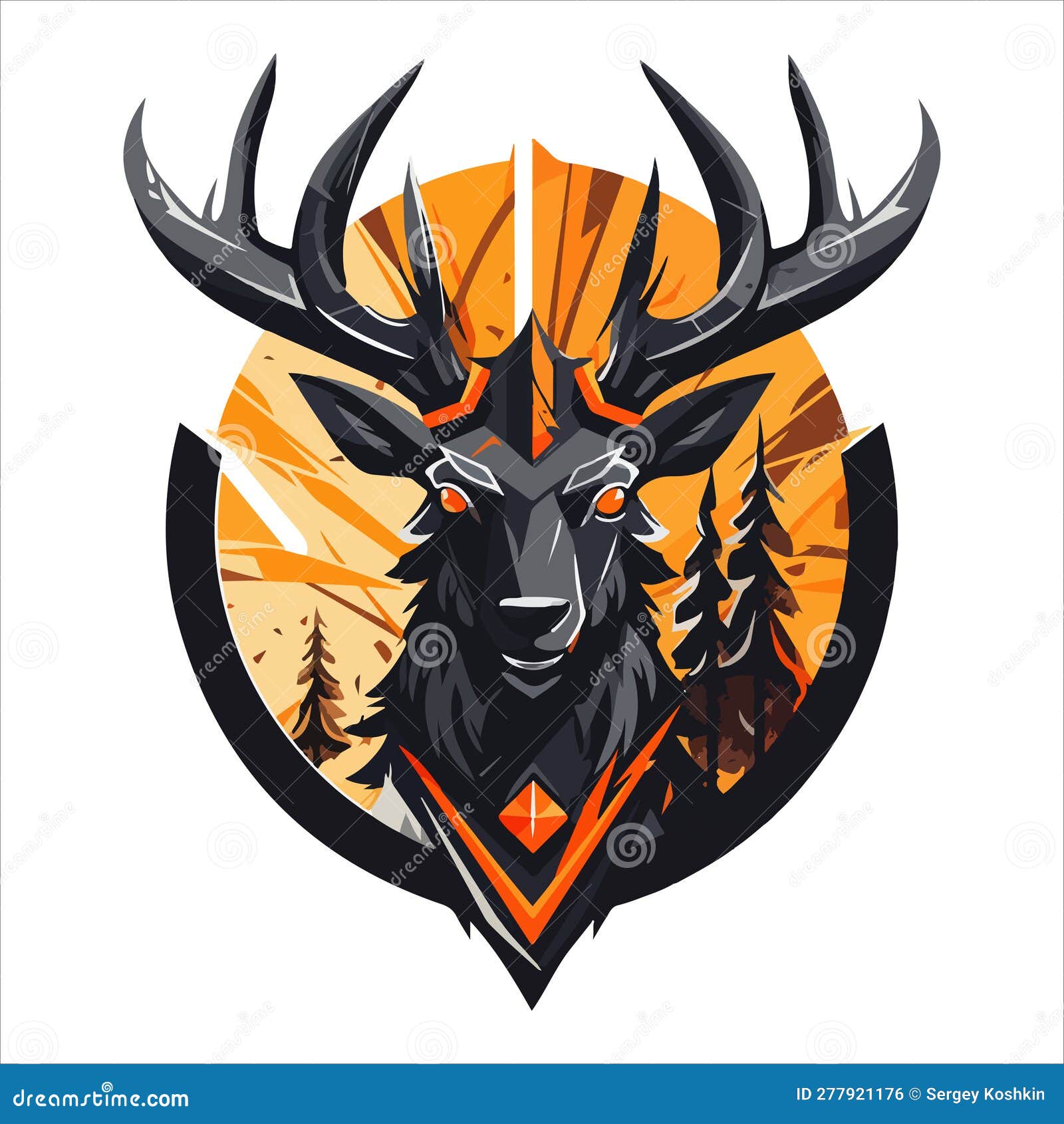 Deer Emblem Logo. Deer Head Colored Print Stock Vector - Illustration ...