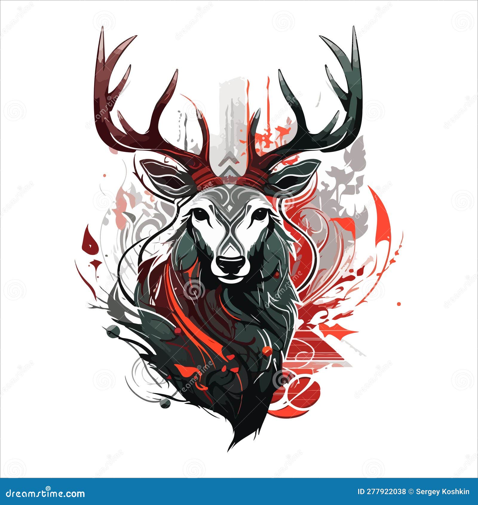 Deer Emblem Logo. Deer Head Colored Print Stock Vector - Illustration ...