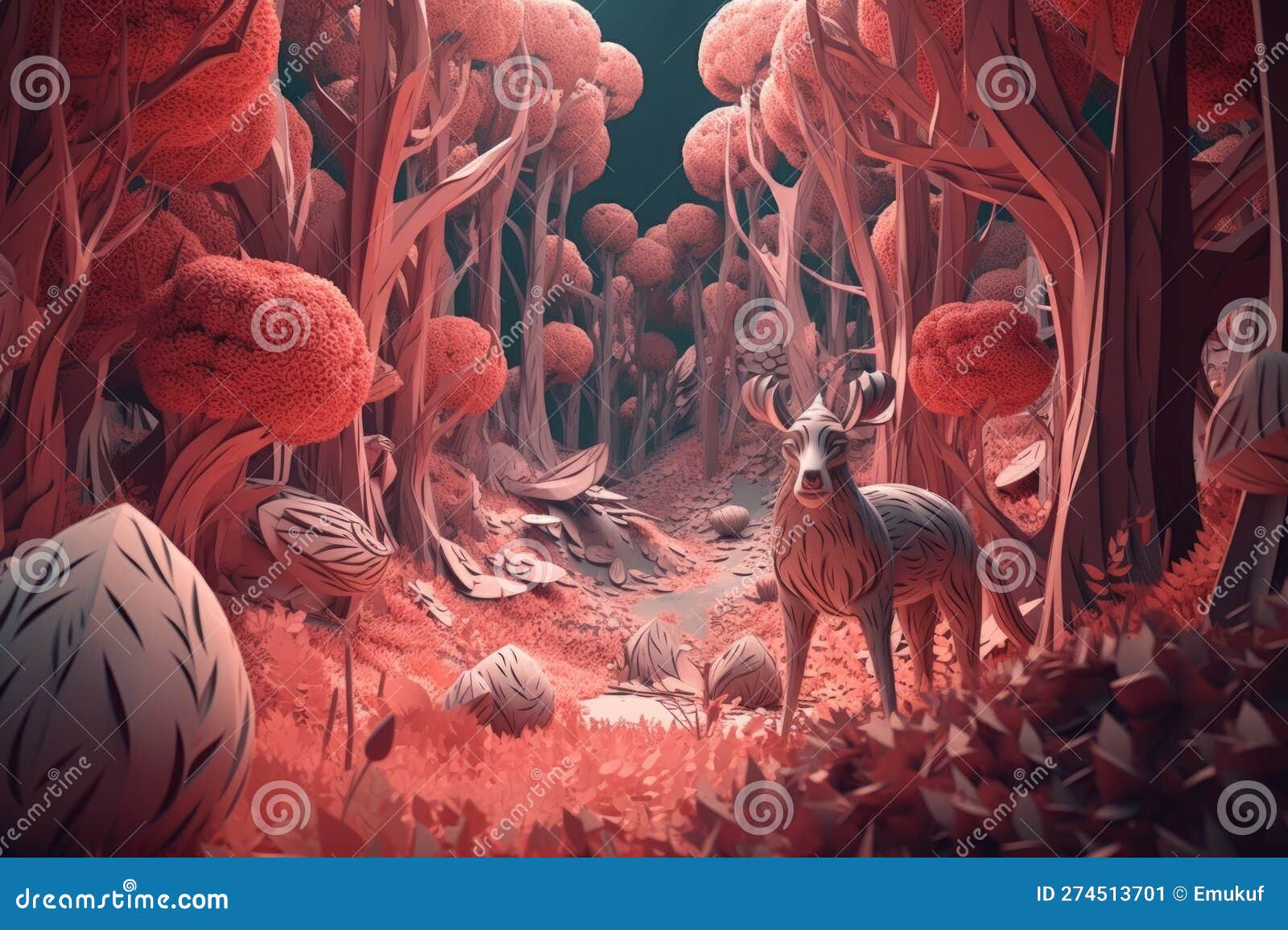 Deer in Fairy Tale Magic Forest Art Landscape Generative Ai Stock ...