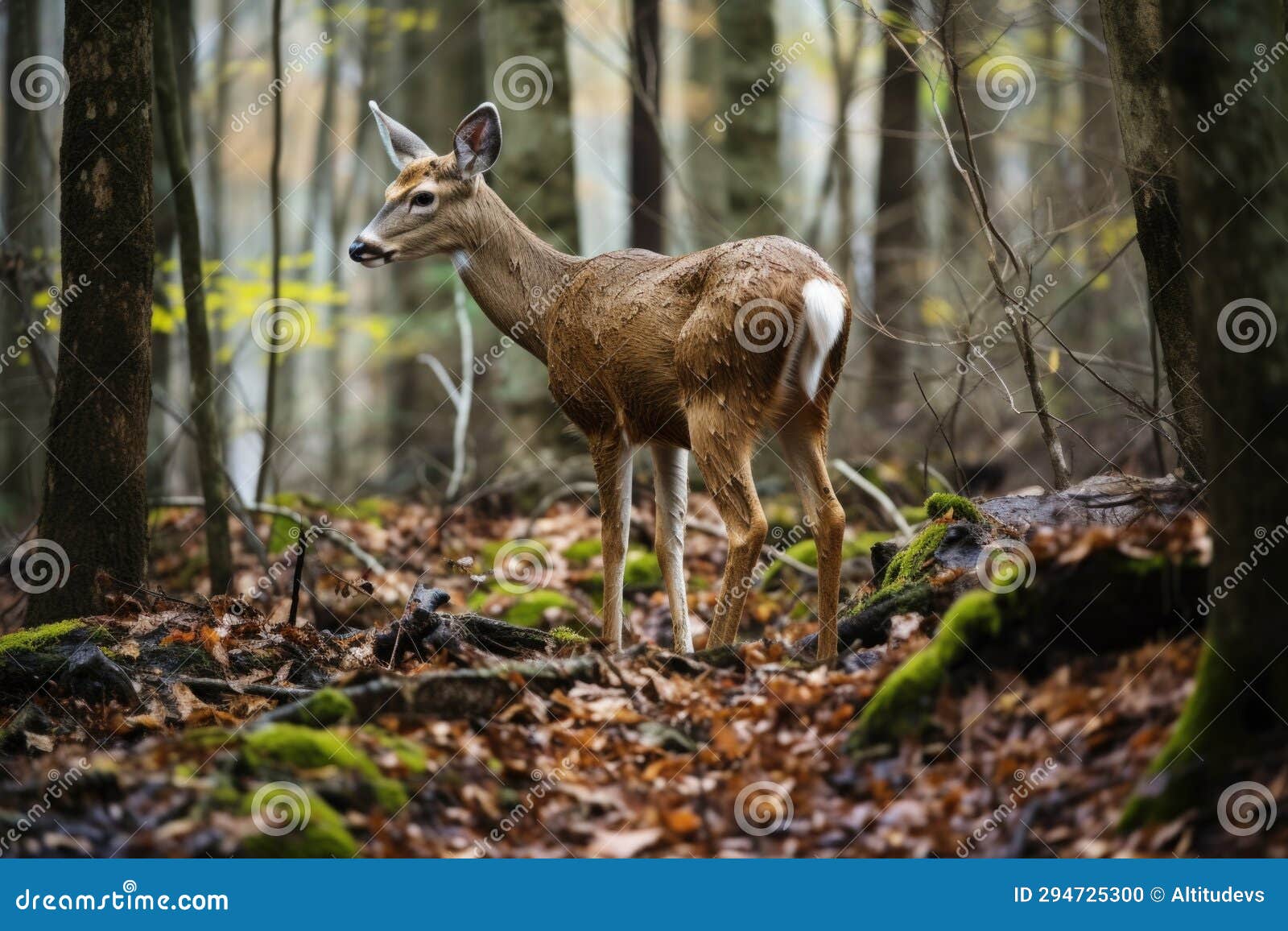 A Deer Foraging in a Forest Stock Photo - Image of generated, wildlife ...