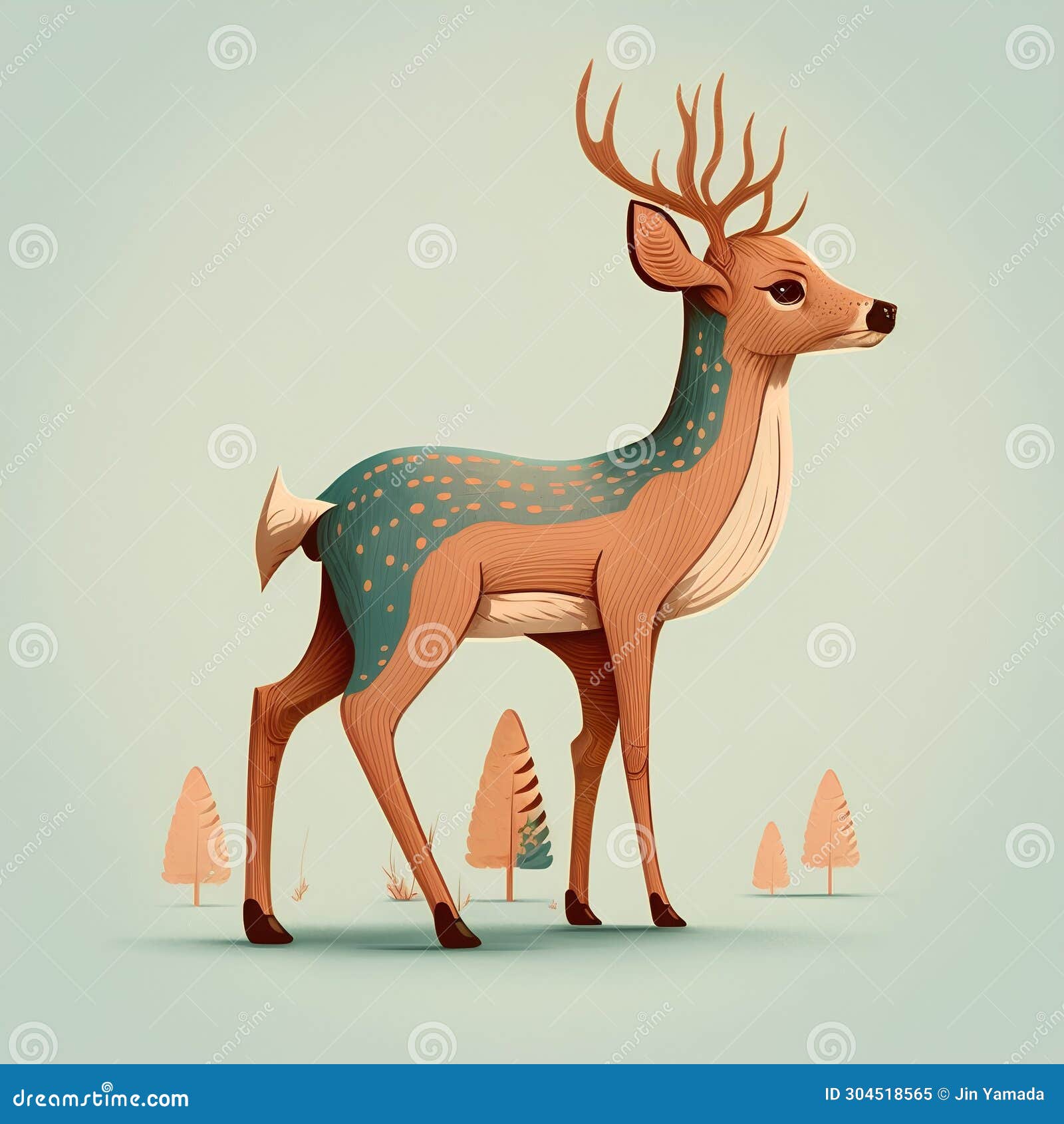 Deer in the Forest. Vector Illustration of a Cartoon Character Stock ...