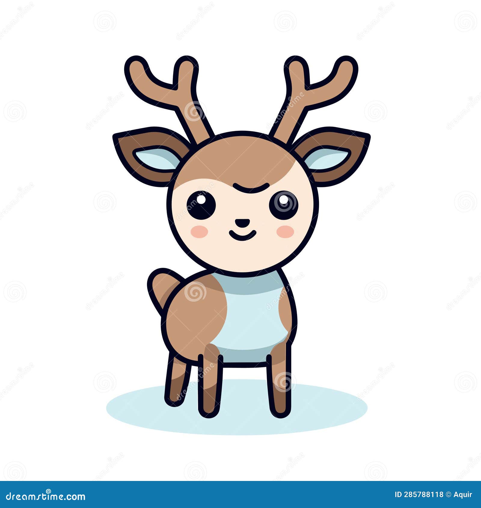 Deer. Deer Hand-drawn Comic Illustration. Cute Vector Doodle Style ...