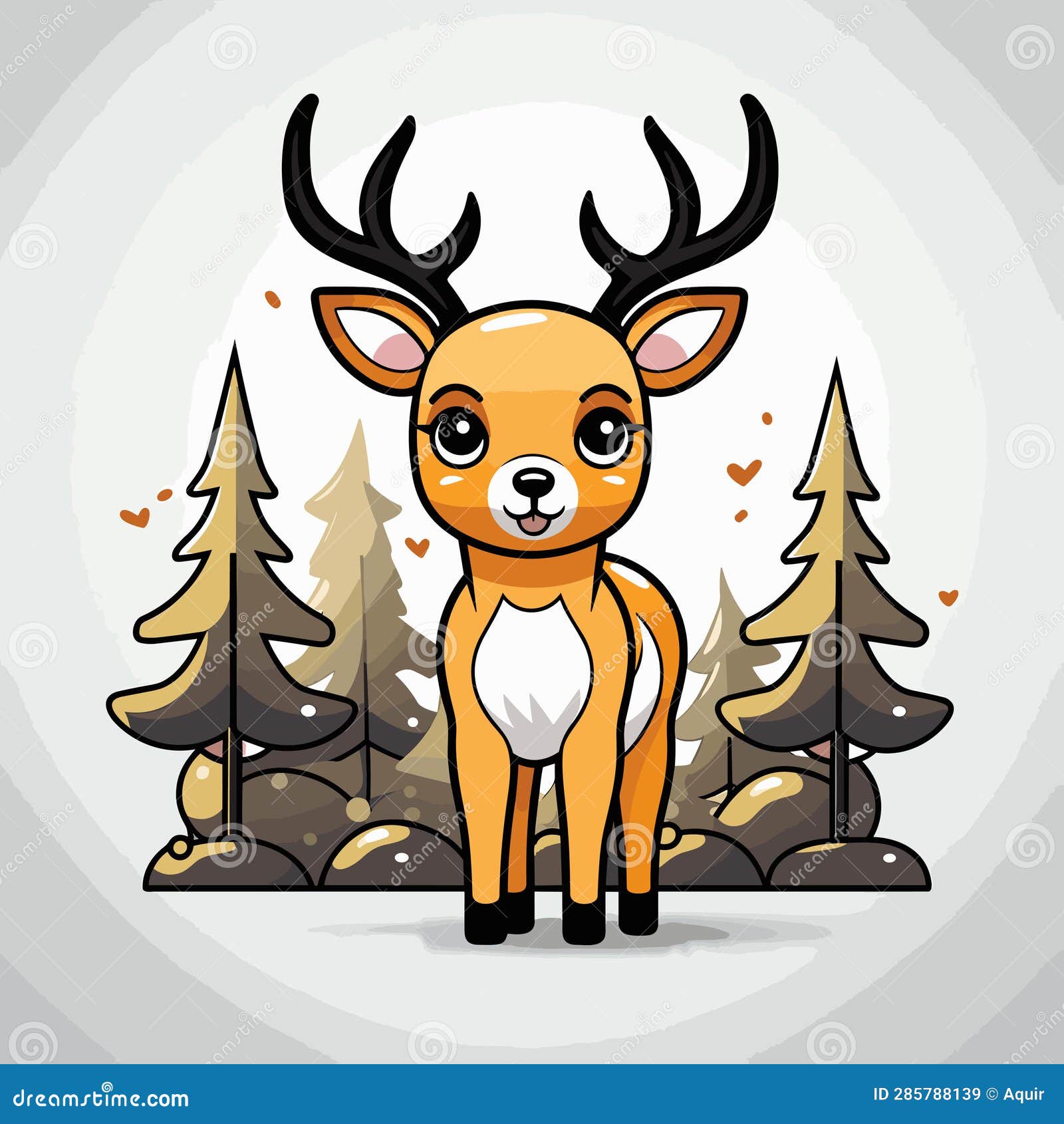 Deer. Deer Hand-drawn Comic Illustration. Cute Vector Doodle Style ...