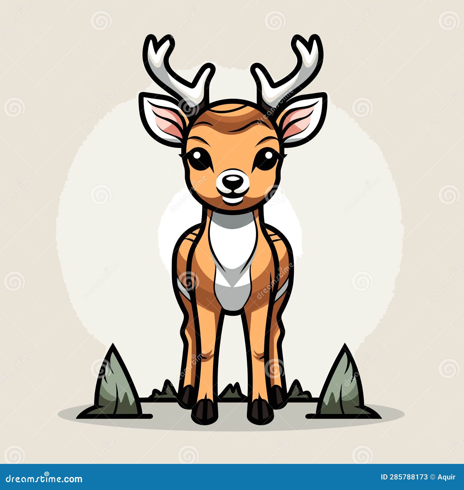 Deer. Deer Hand-drawn Comic Illustration. Cute Vector Doodle Style ...