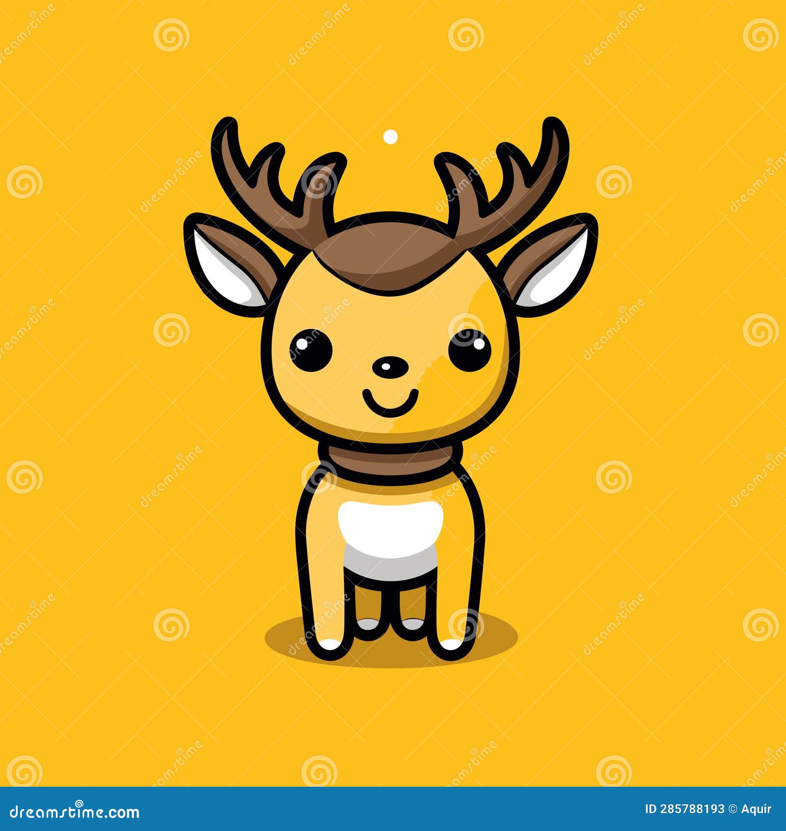 Deer. Deer Hand-drawn Comic Illustration. Cute Vector Doodle Style ...