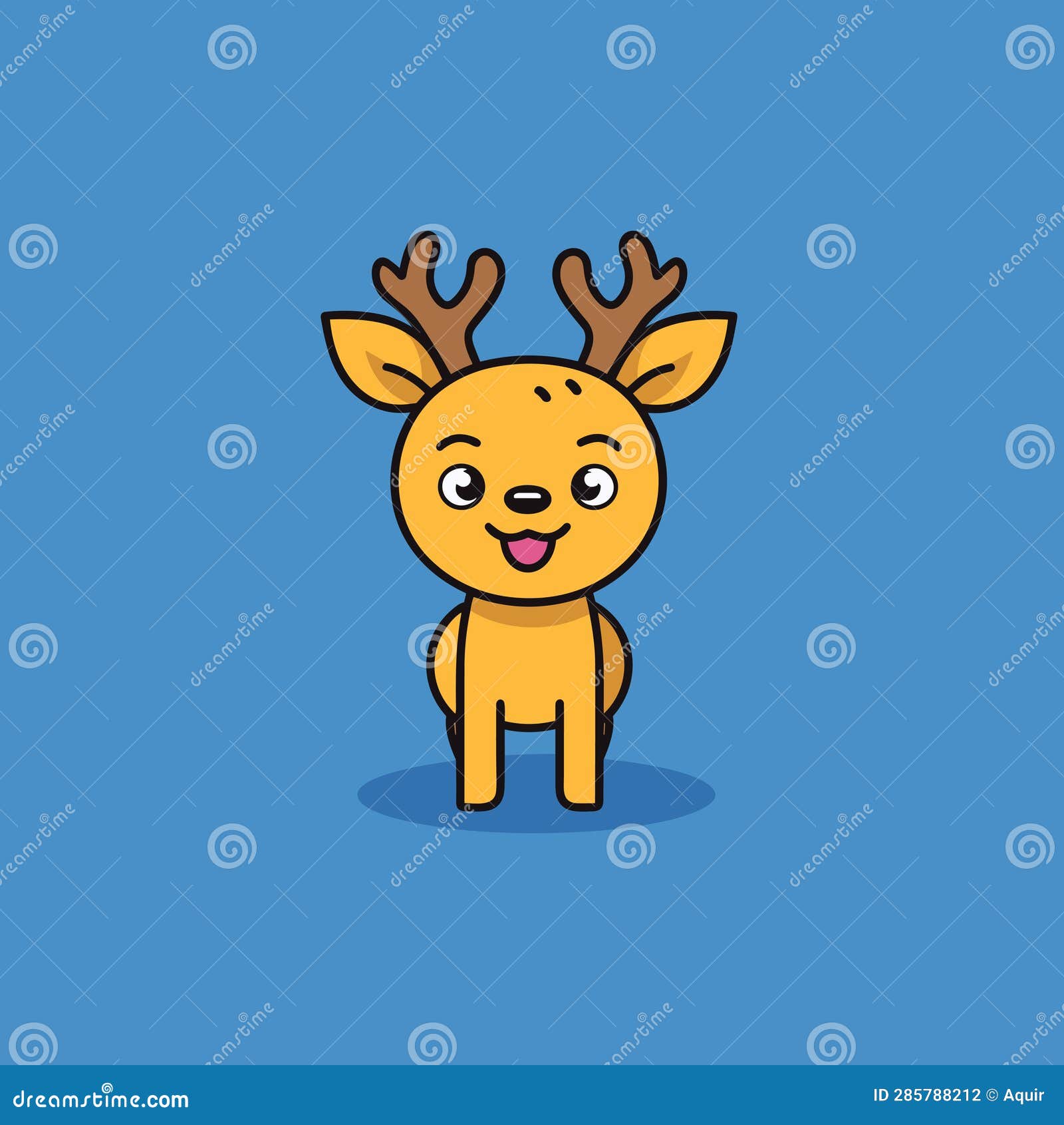 Deer. Deer Hand-drawn Comic Illustration. Cute Vector Doodle Style ...