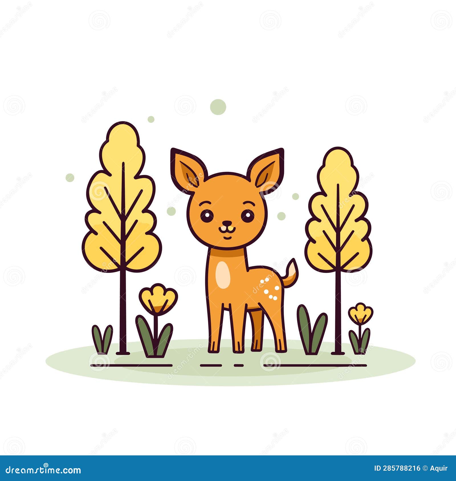 Deer. Deer Hand-drawn Comic Illustration. Cute Vector Doodle Style ...