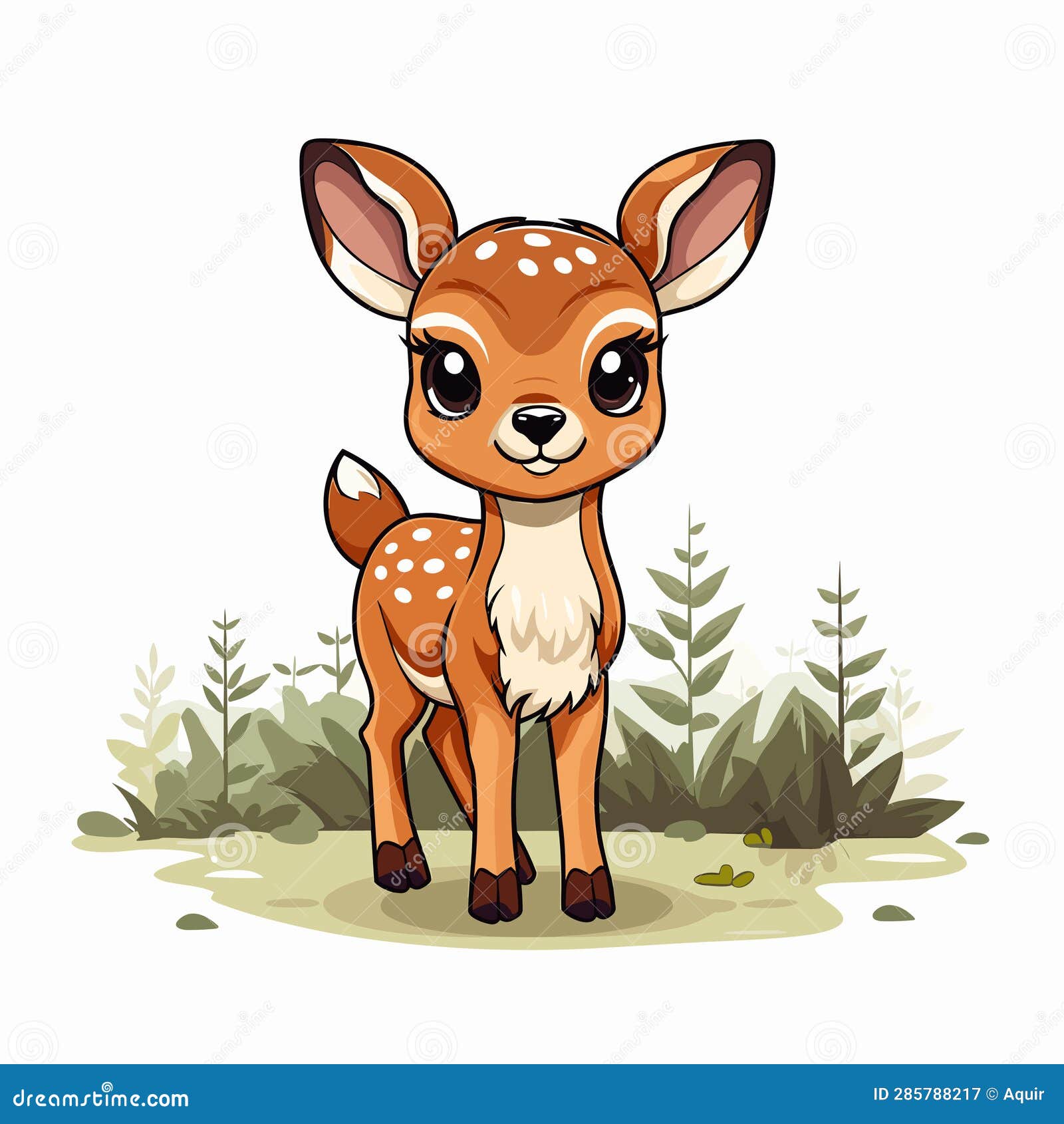 Deer. Deer Hand-drawn Comic Illustration. Cute Vector Doodle Style ...