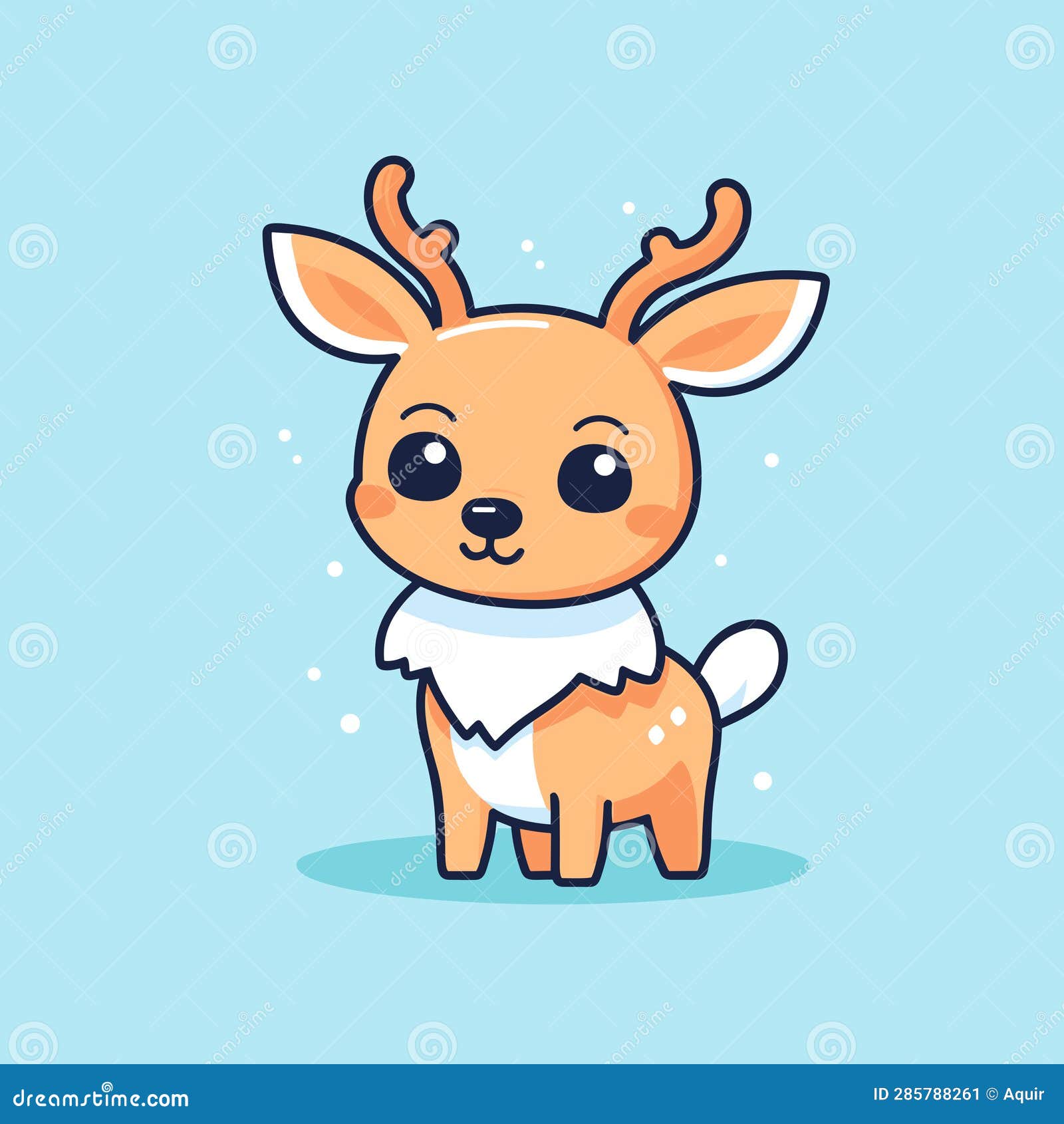 Deer. Deer Hand-drawn Comic Illustration. Cute Vector Doodle Style ...