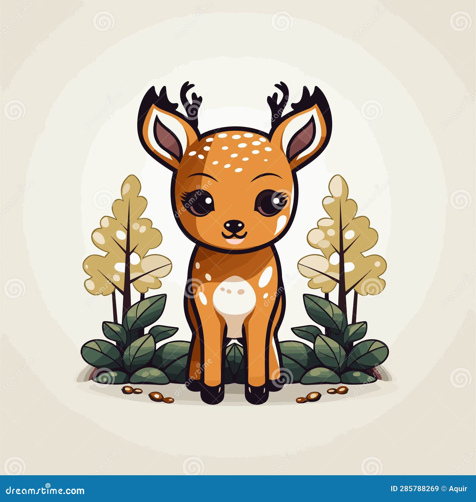 Deer. Deer Hand-drawn Comic Illustration. Cute Vector Doodle Style ...