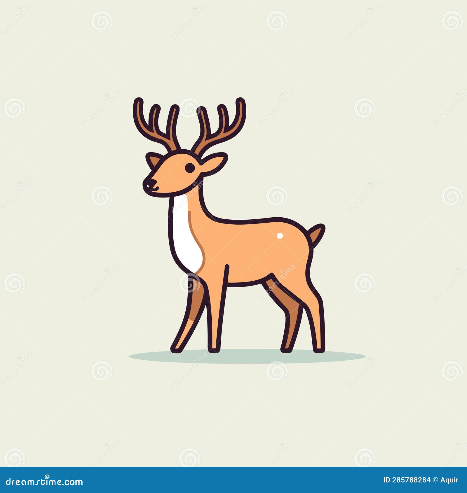 Deer. Deer Hand-drawn Comic Illustration. Cute Vector Doodle Style ...