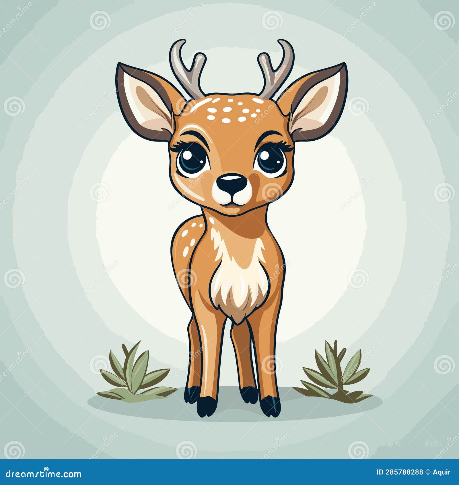Deer. Deer Hand-drawn Comic Illustration. Cute Vector Doodle Style ...