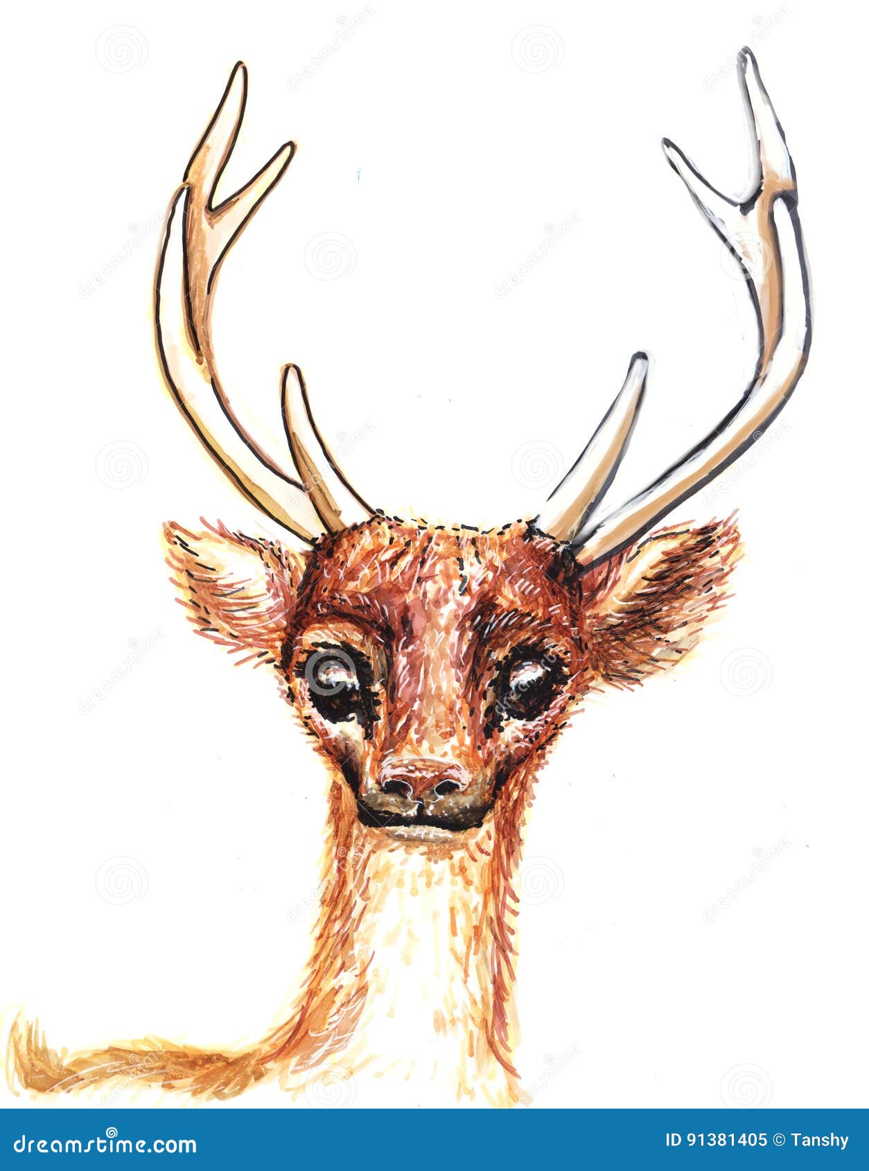 Deer. Head Avatar Figure Paints Stock Illustration - Illustration of ...