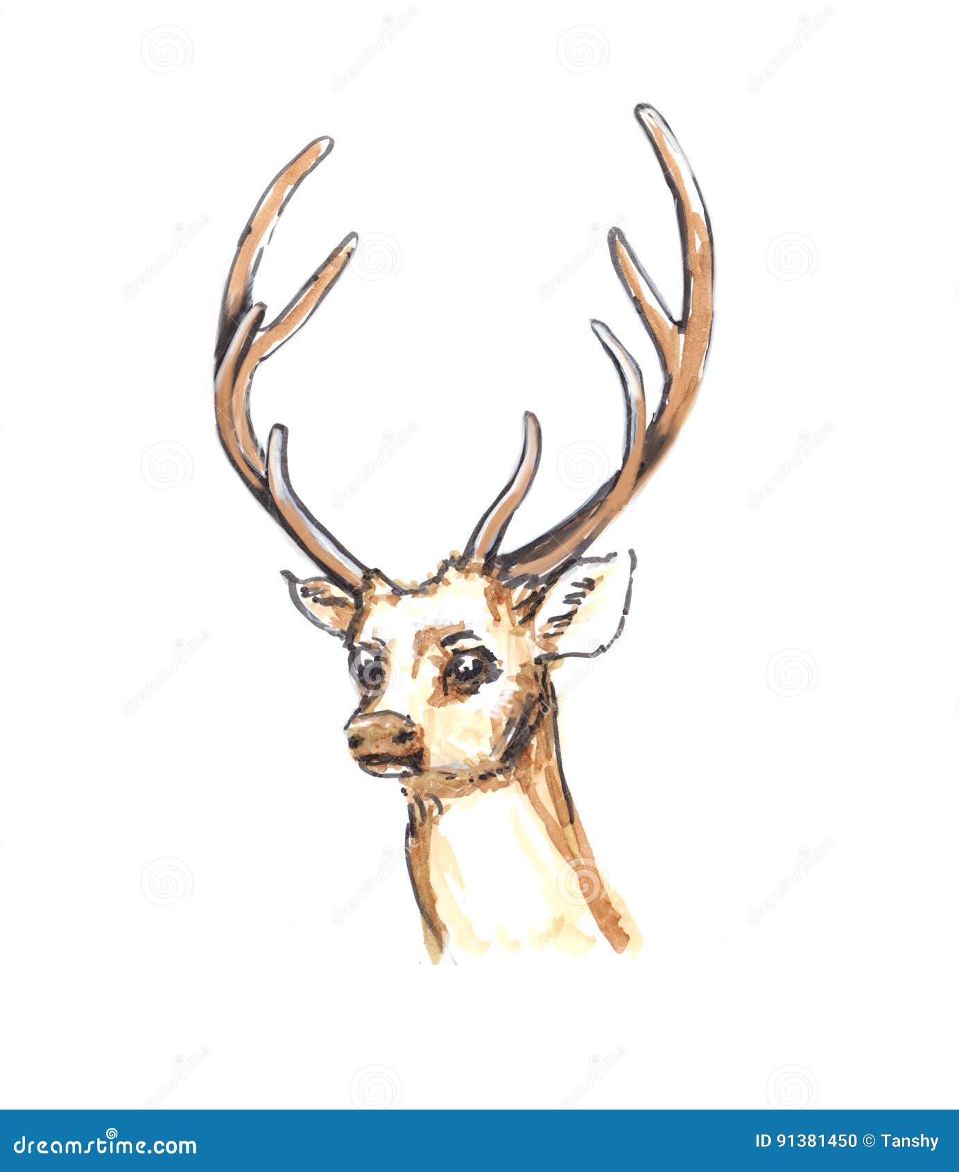 Deer. Head Avatar Figure Paints Stock Illustration - Illustration of ...