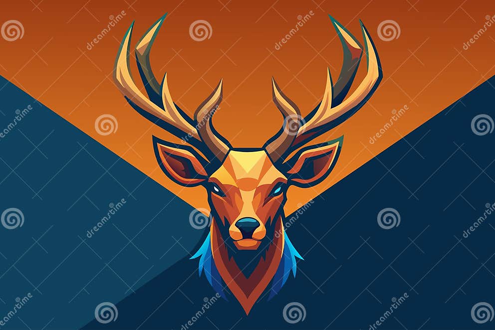 A Deer Head with a Blue Background Stock Illustration - Illustration of ...