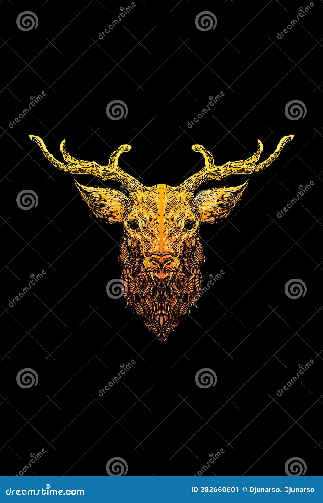 Deer Head Detail Artwork Illustration Stock Vector - Illustration of ...