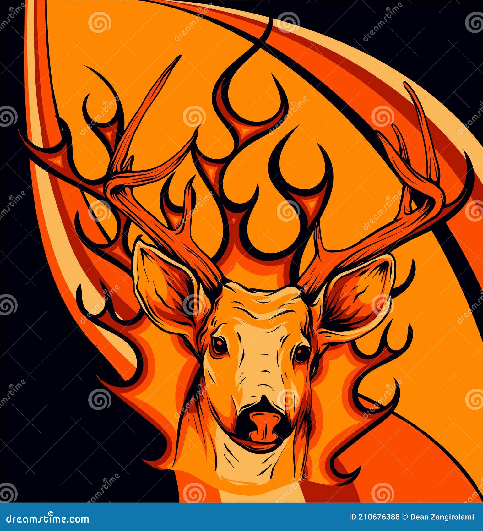 Deer Head with Flames Vector Illustration Art Stock Vector ...