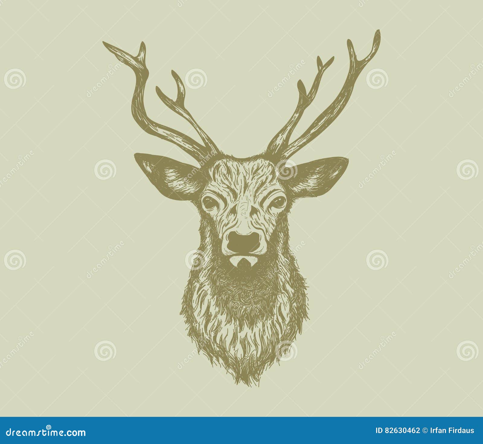 Deer Head Hand Drawn Illustration Stock Vector - Illustration of tribal ...