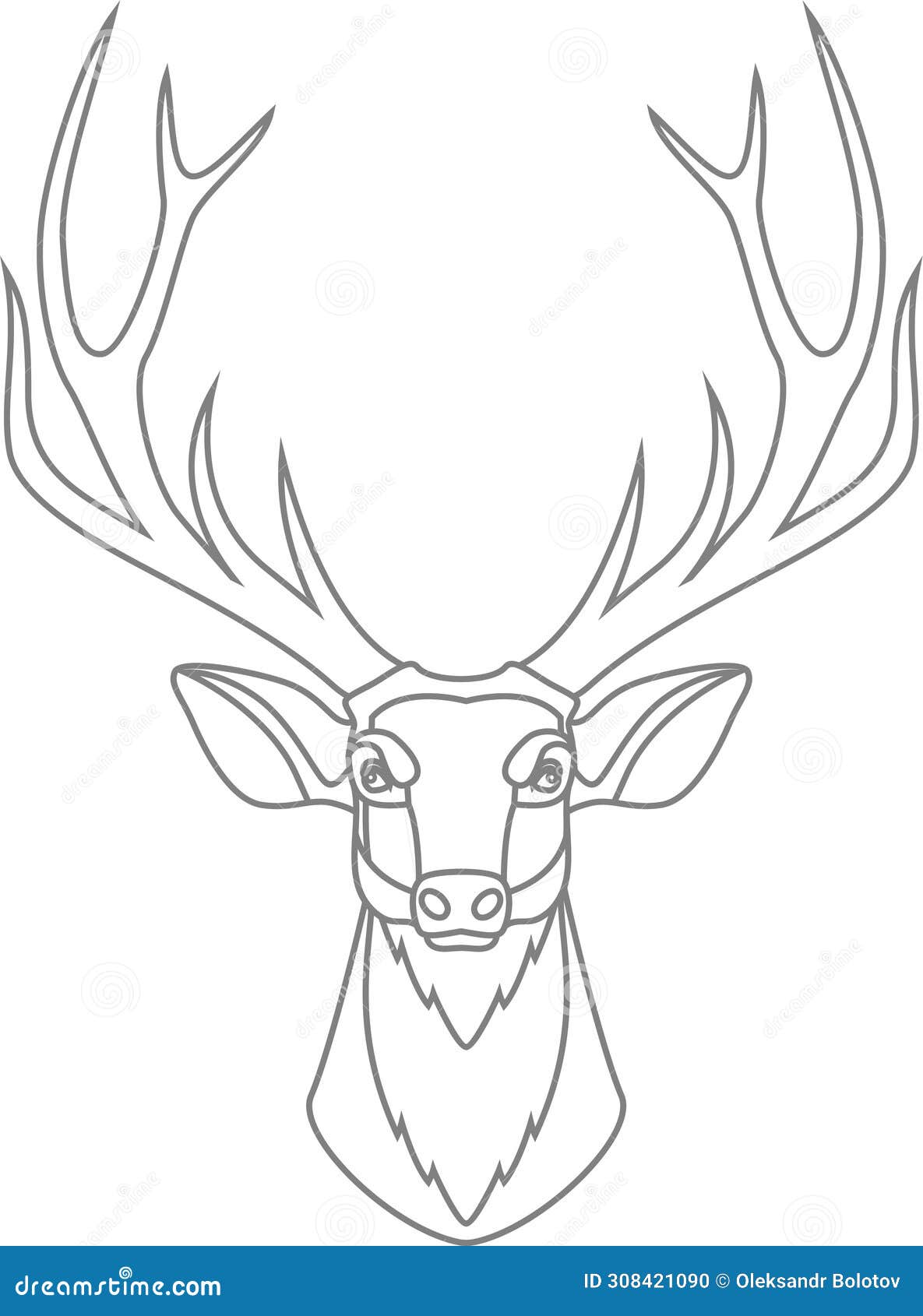 Deer Head Isolated Outline Icon in Flat Style. Vector Illustration ...
